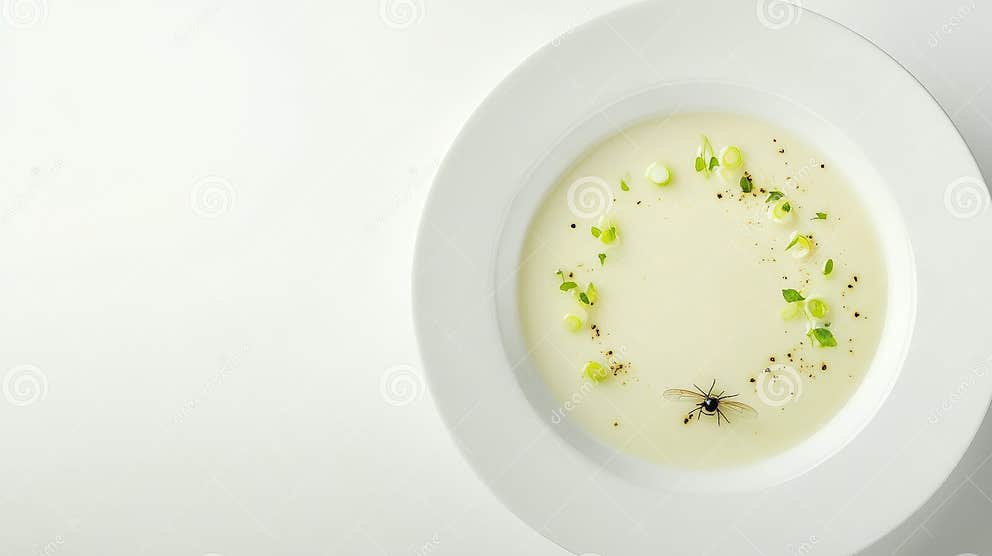 Fly Insect Fall in the Soup Plate Stock Illustration - Illustration of ...