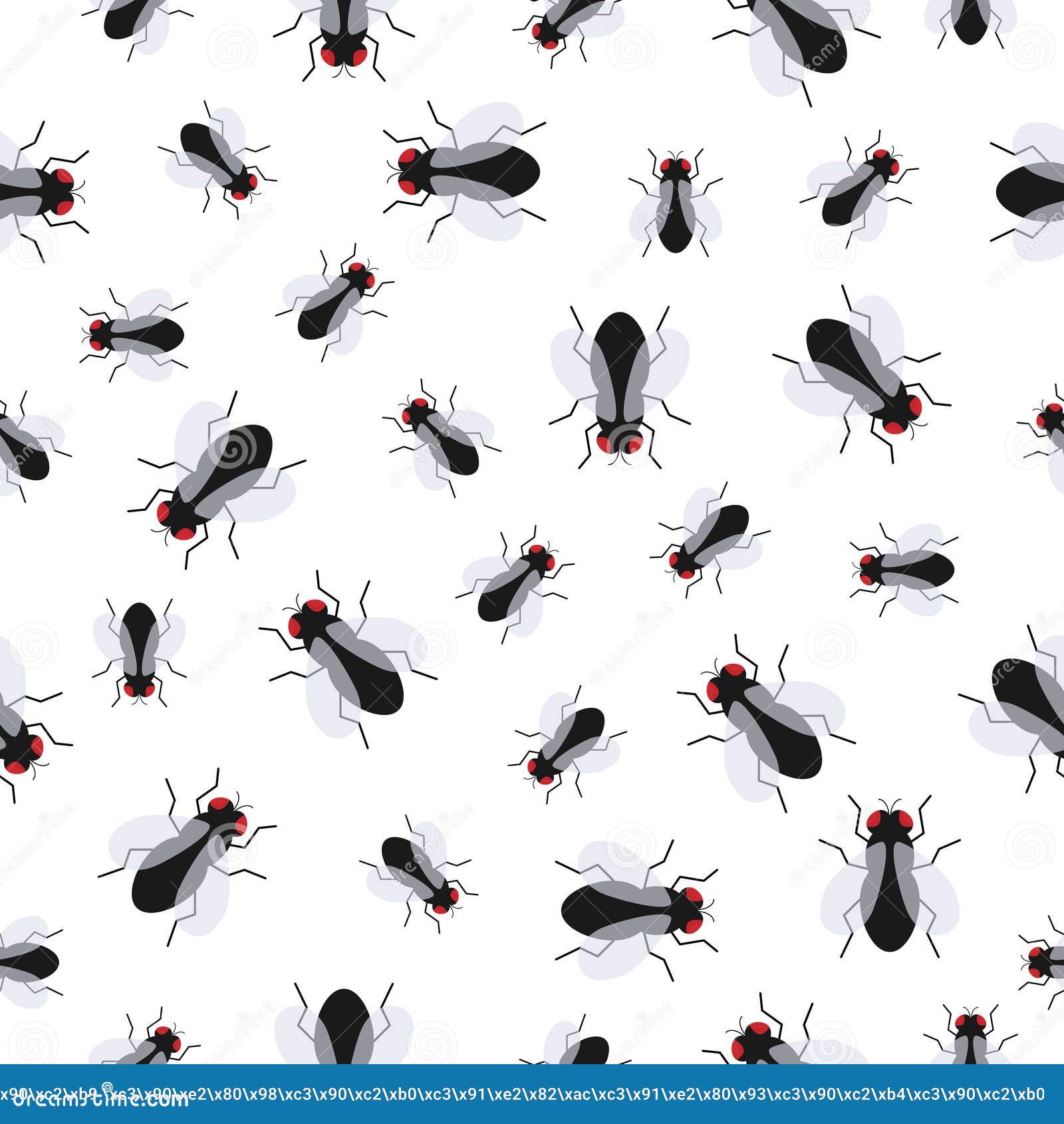 Fly Insect Flat Vector Seamless Pattern Background. Stock Illustration ...