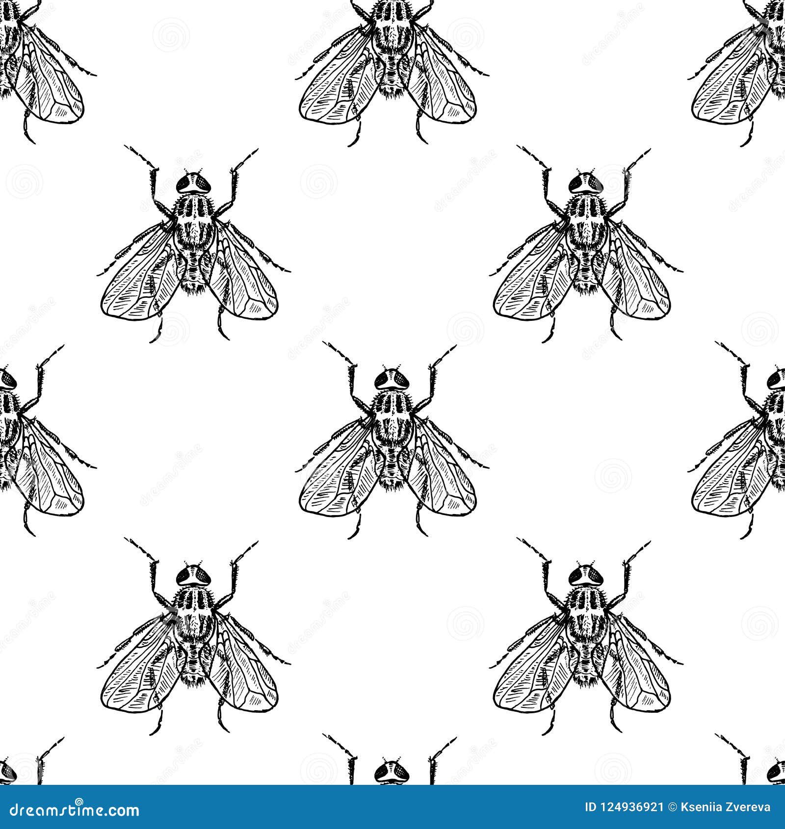 Fly Insects Vector Seamless Pattern Stock Vector - Illustration of ...