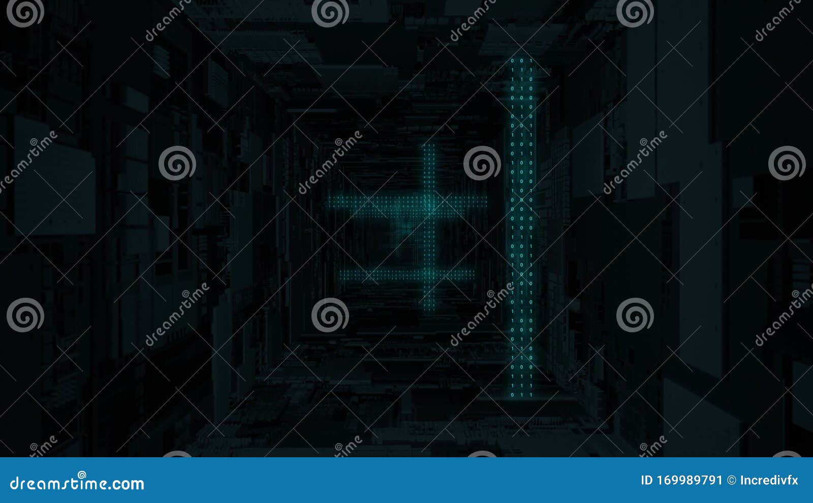 Fly Inside Computer with Data Streams of Binary Zeros and Ones - 4K Seamless Loop Motion ...