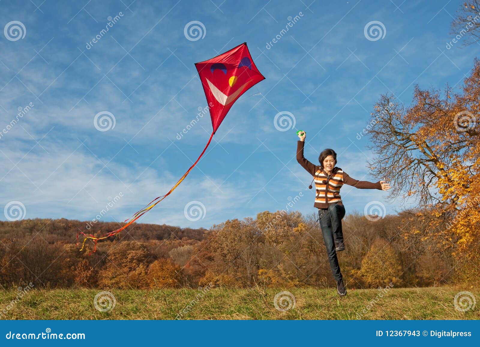 Fly a kite stock image. Image of enjoy, girl, child, lifestyle - 12367943