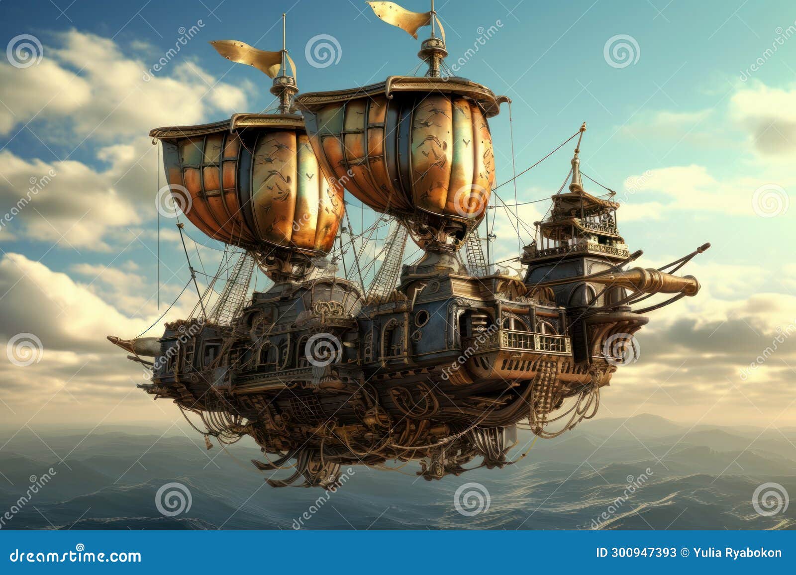 Fly Machine Steampunk. Generate Ai Stock Image - Image of logo ...
