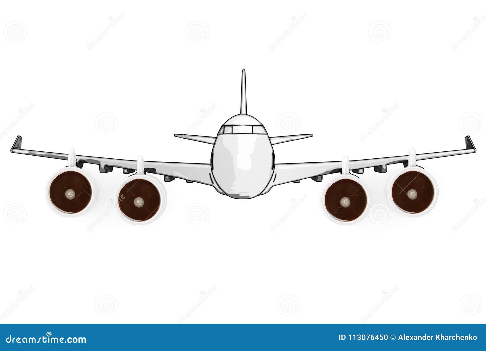 Fly in New Day Concept. Modern Airplane with Coffee Cups As Jet Stock ...