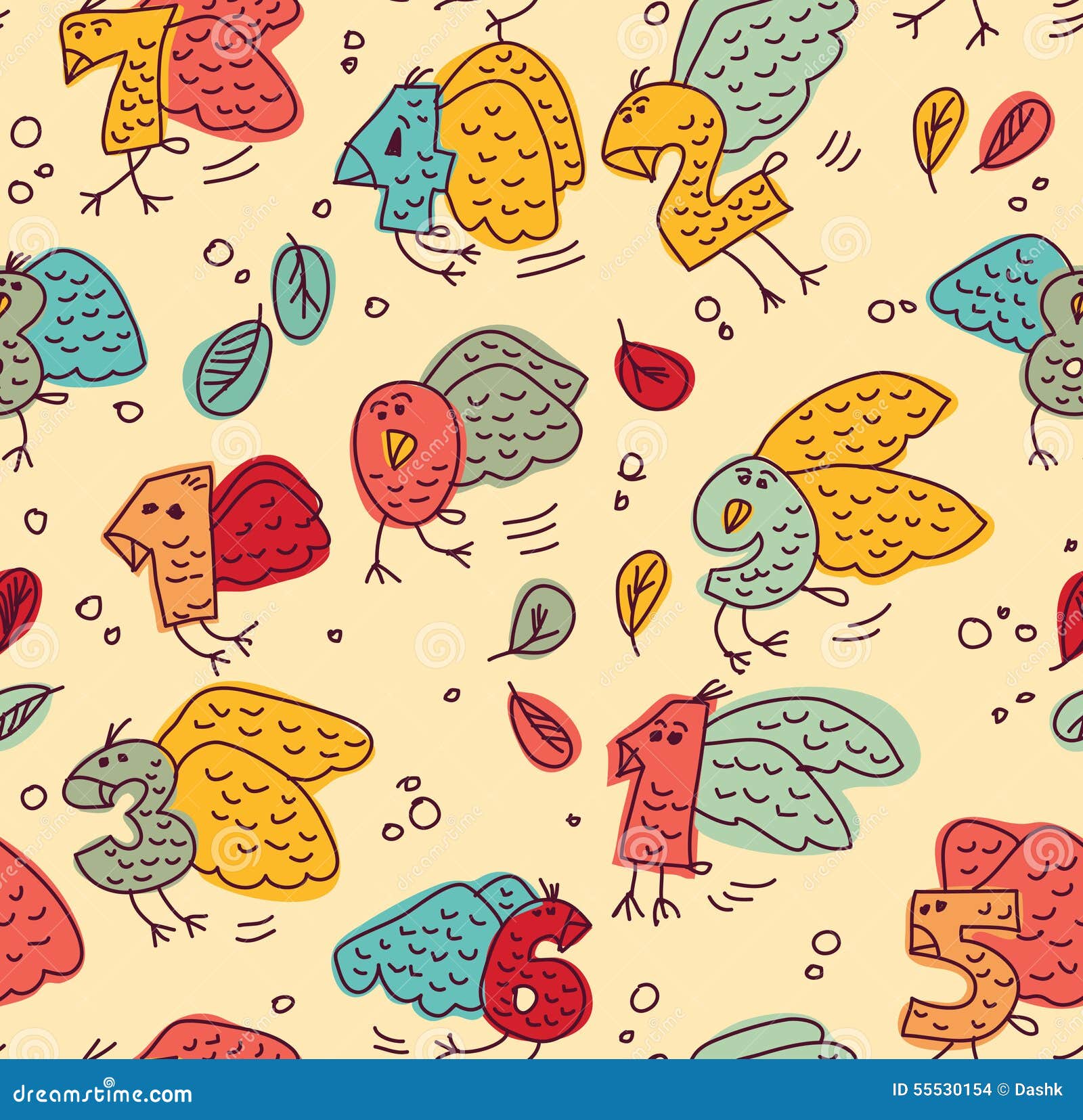 Fly Numbers Seamless Pattern Color Stock Vector - Illustration of ...