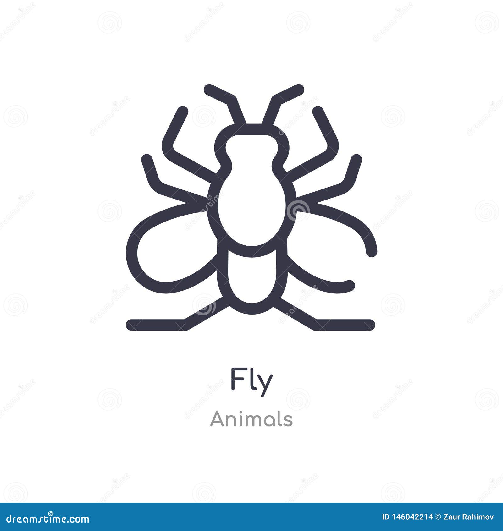 Fly Outline Icon. Isolated Line Vector Illustration from Animals ...