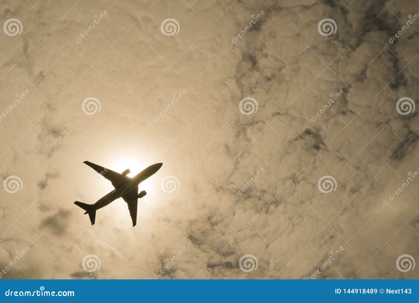 The Fly Over Airplane Passing the Sun Stock Image - Image of aeroplane ...