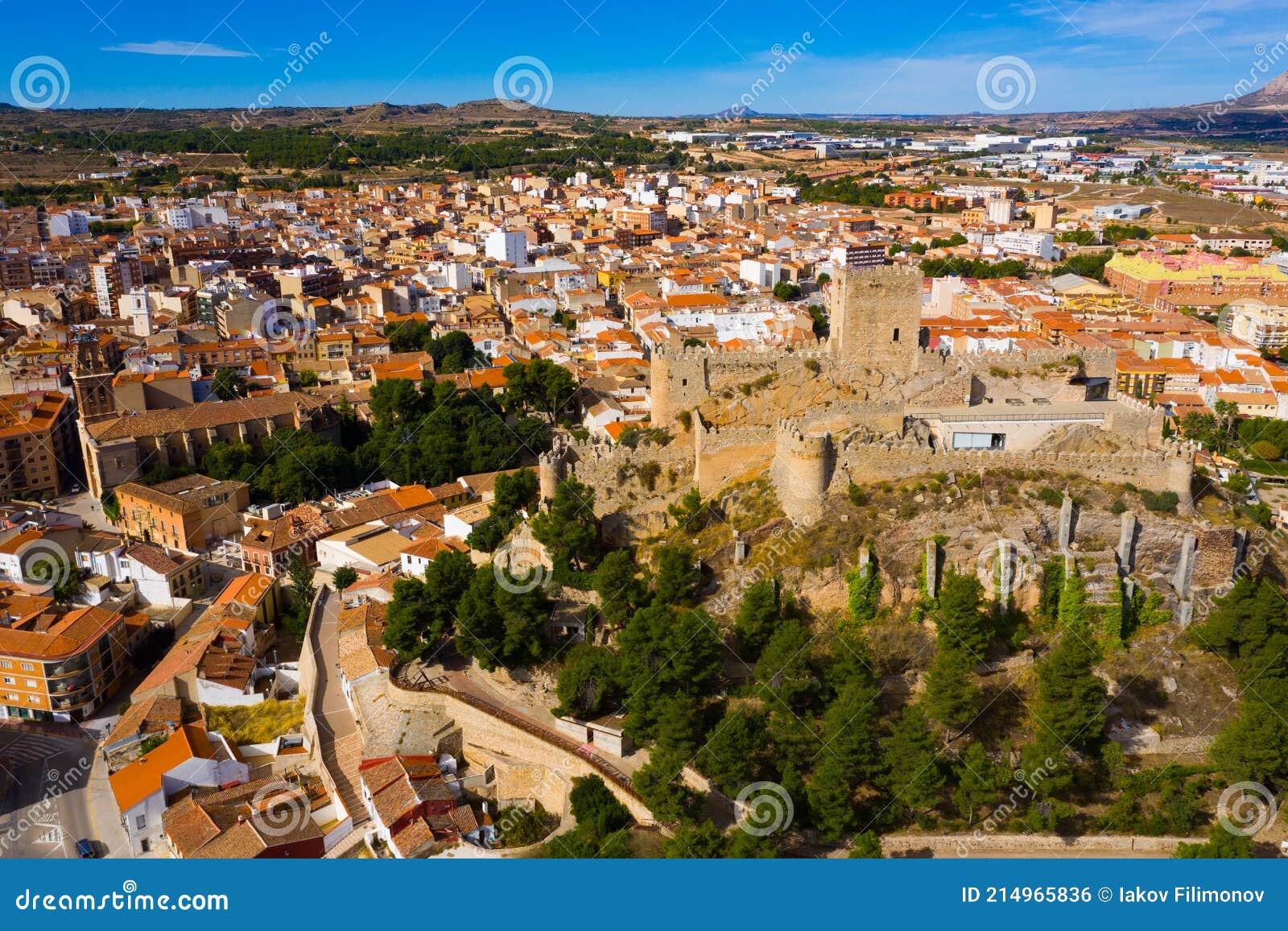 Fly Over Almansa Castle. City of Almansa. Spain Stock Photo - Image of ...