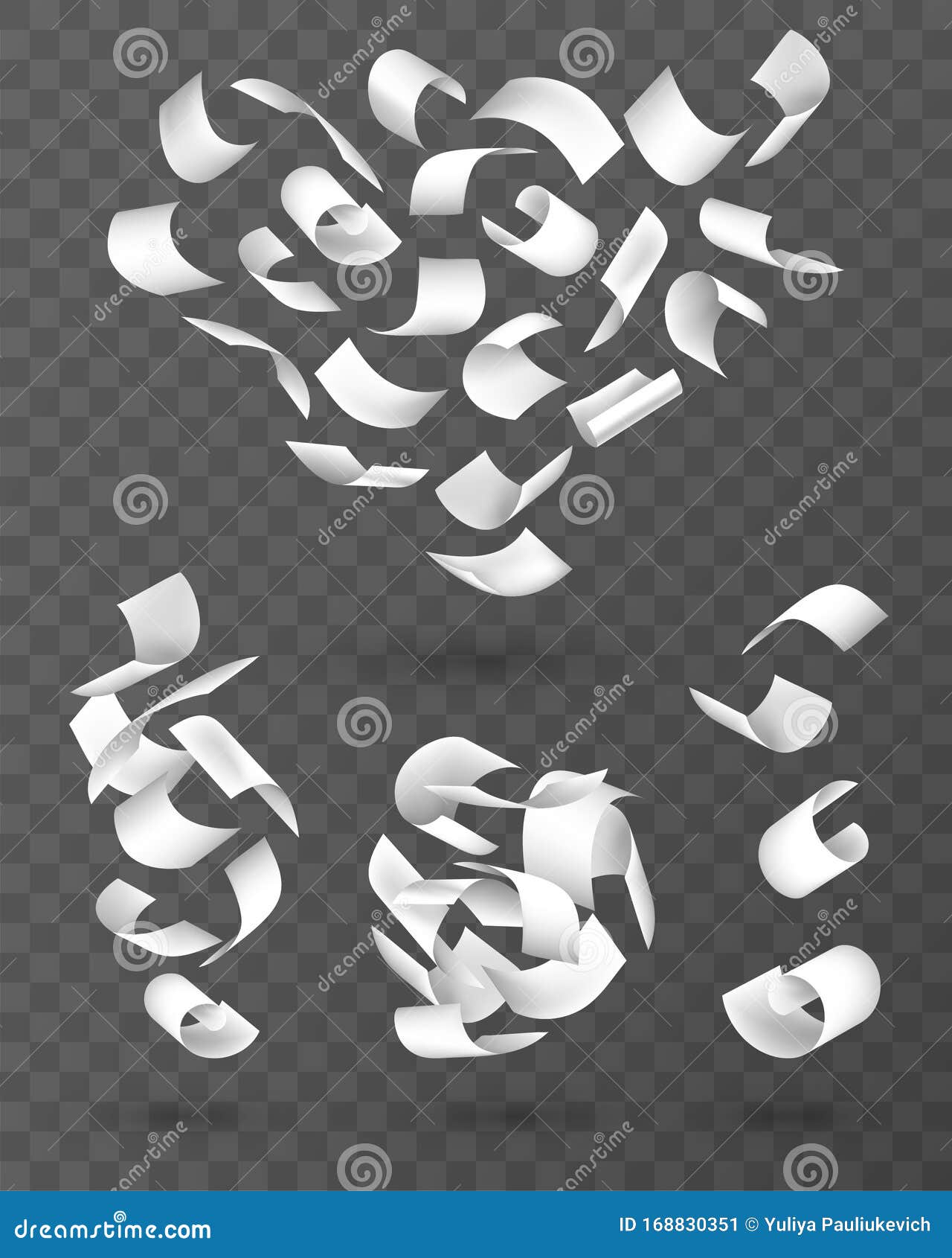 Fly Papers Set. Falling and Flying White Sheets Stock Vector ...
