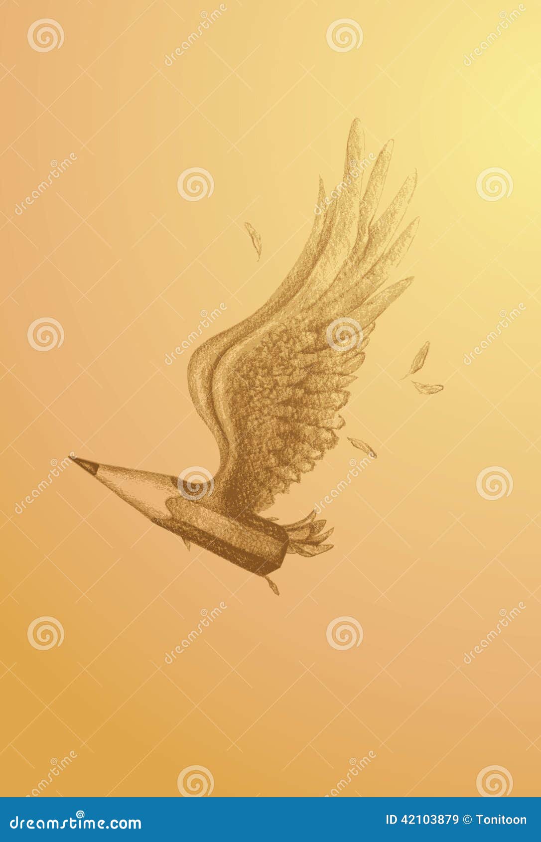 Fly pencil art wings stock vector. Illustration of single - 42103879