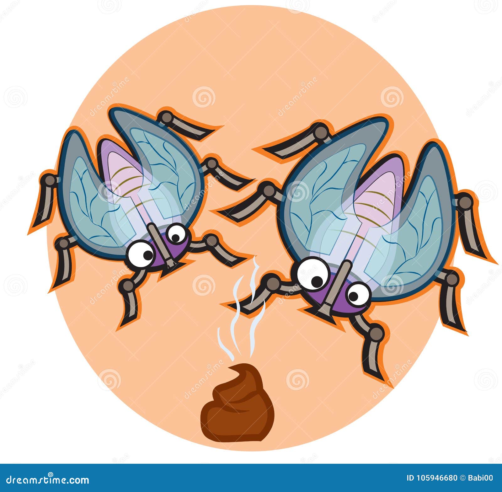 Fly on a poo stock vector. Illustration of cartoon, insect - 105946680