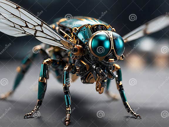 Fly Robot with Macro Photo Technique Stock Illustration - Illustration ...