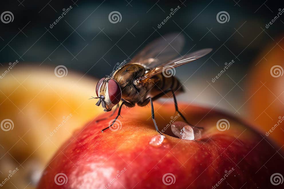A Fly is Sitting on an Apple. Generative AI Technology Stock ...