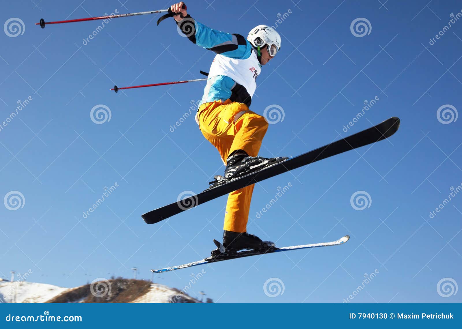 Fly ski man editorial image. Image of sports, risk, skiing - 7940130