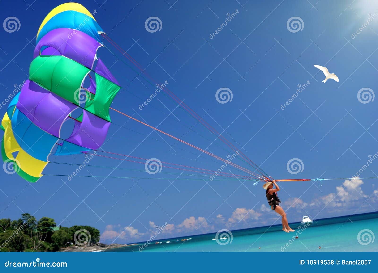 Fly To Tropical Sea, Sun & Fun. Stock Photo - Image of girl, coucasian ...