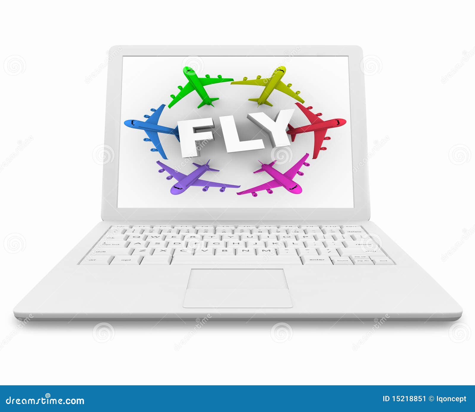 Fly Word and Planes on White Laptop Computer Stock Illustration ...