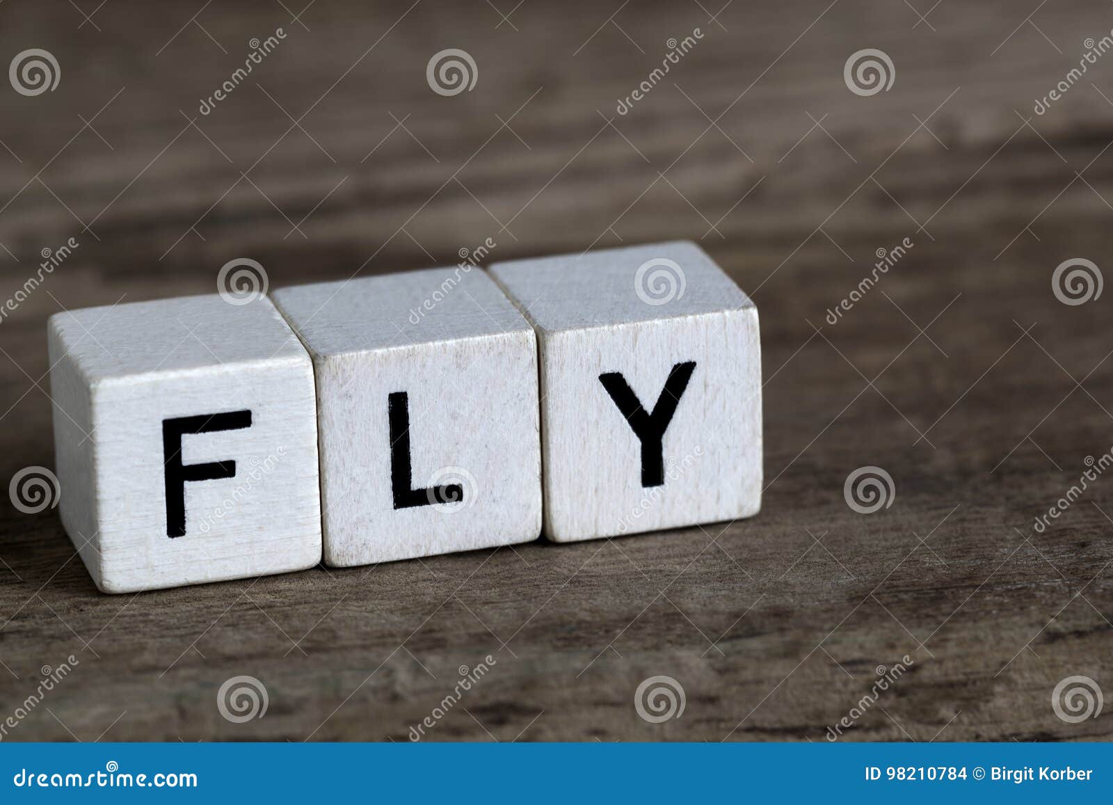 Fly, written in cubes stock photo. Image of cube, concept - 98210784