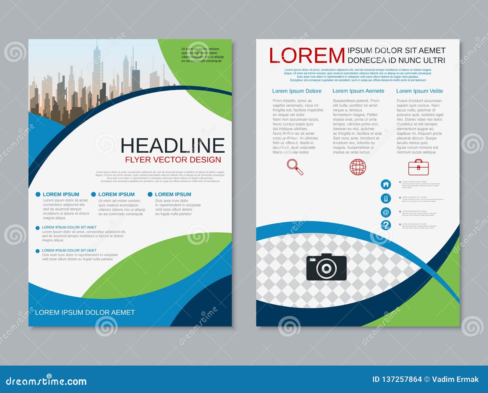 Modern Professional Two-sided Flyer Vector Design Template Stock Vector ...