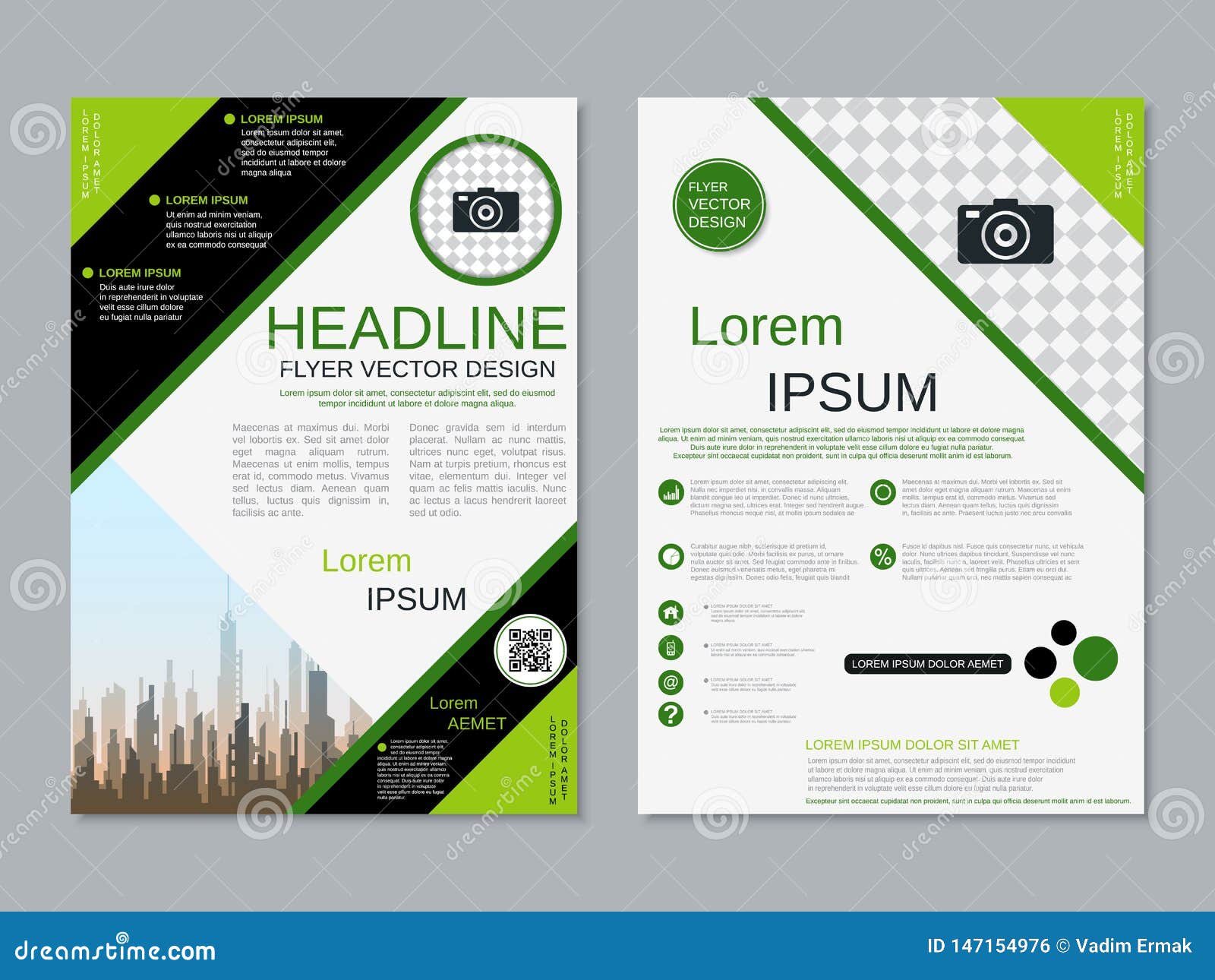 Modern Professional Two-sided Flyer Vector Design Template Stock Vector ...