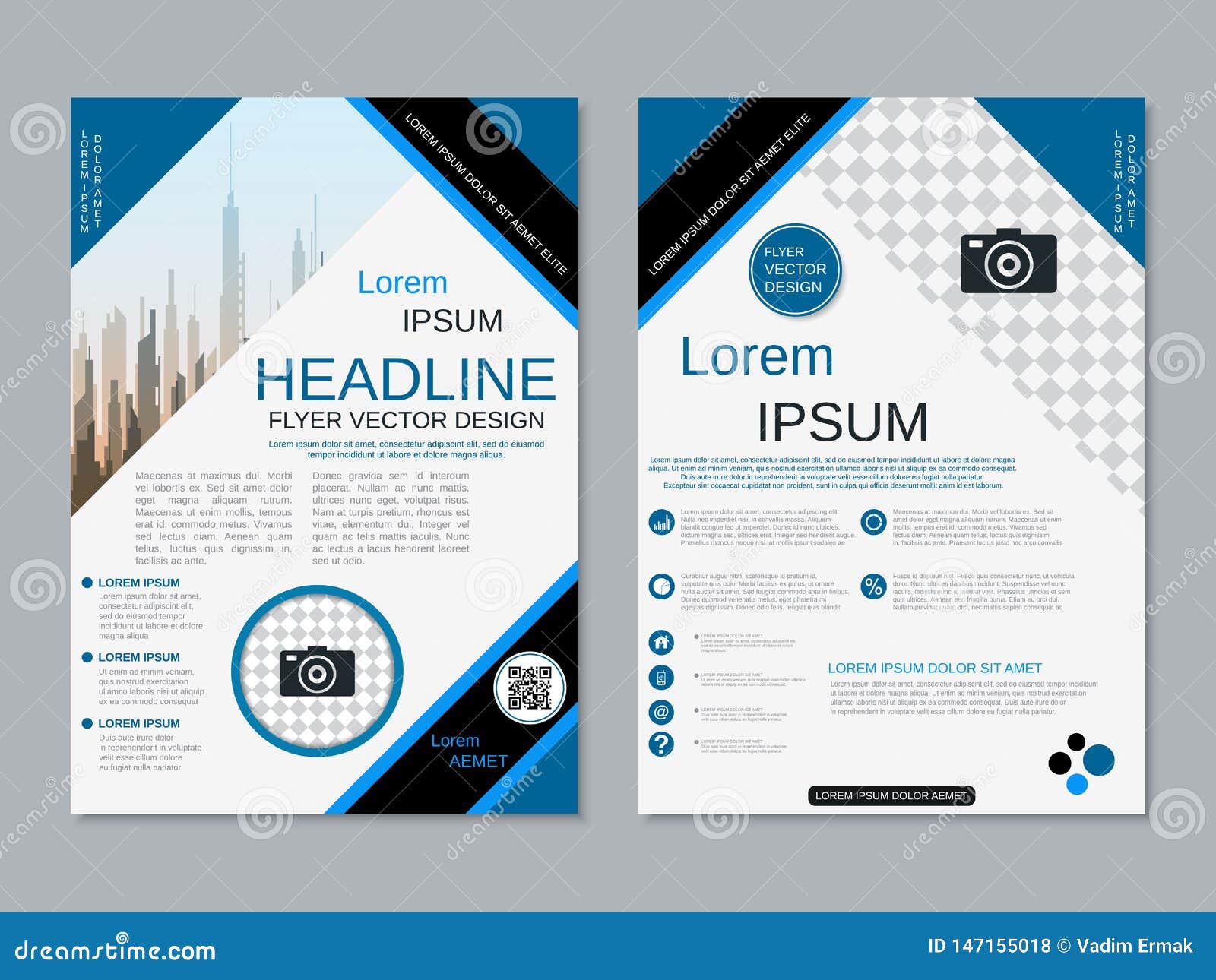 Modern Professional Two-sided Flyer Vector Design Template Stock Vector ...