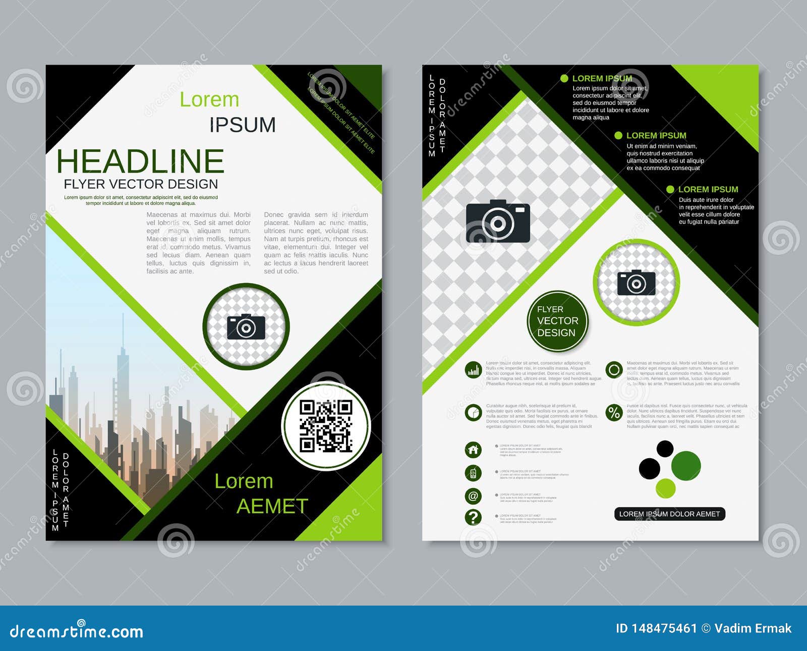 Modern Professional Two-sided Flyer Vector Design Template Stock Vector ...