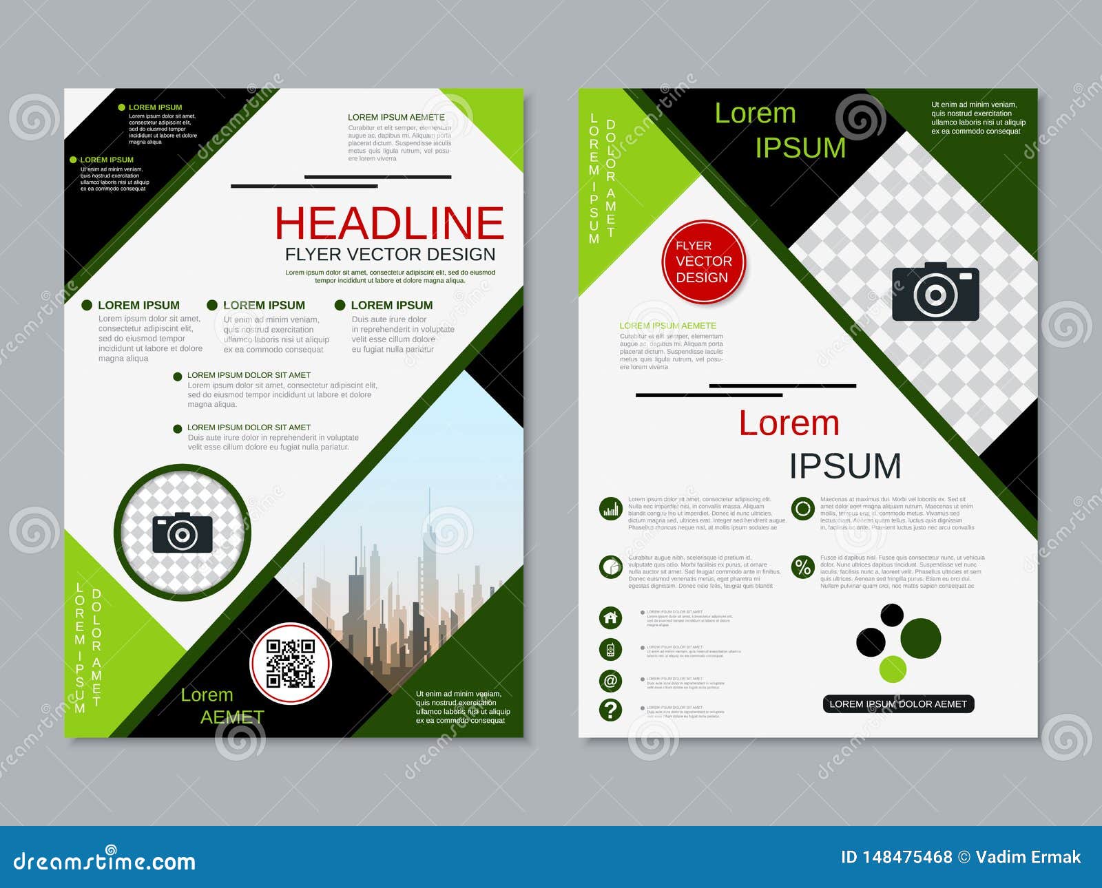 Modern Professional Two-sided Flyer Vector Design Template Stock Vector ...