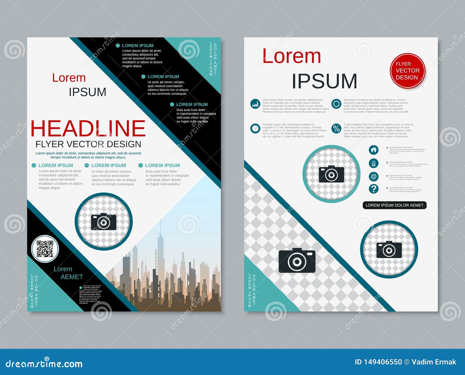Modern Professional Two-sided Flyer Vector Design Template Stock Vector ...