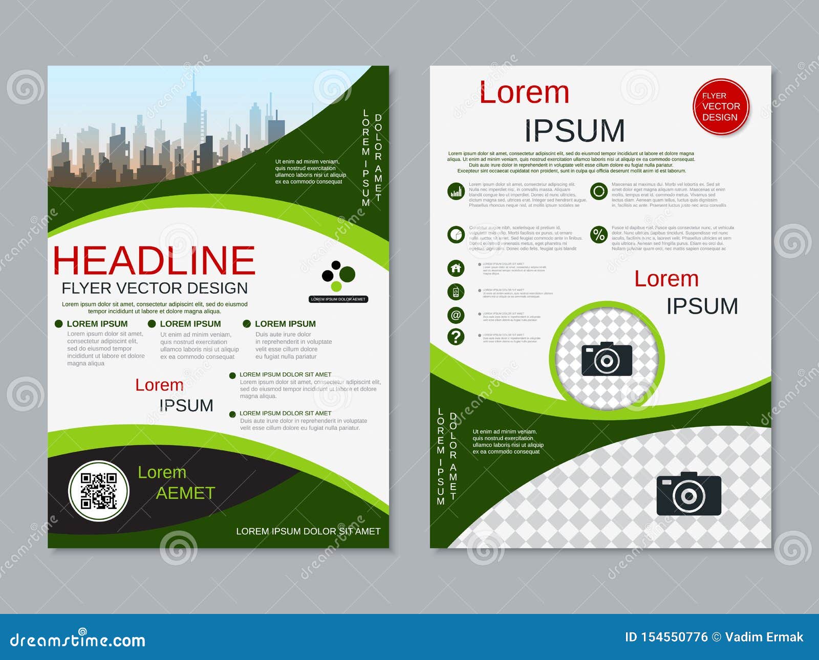 Modern Professional Two-sided Flyer Vector Design Template Stock Vector ...