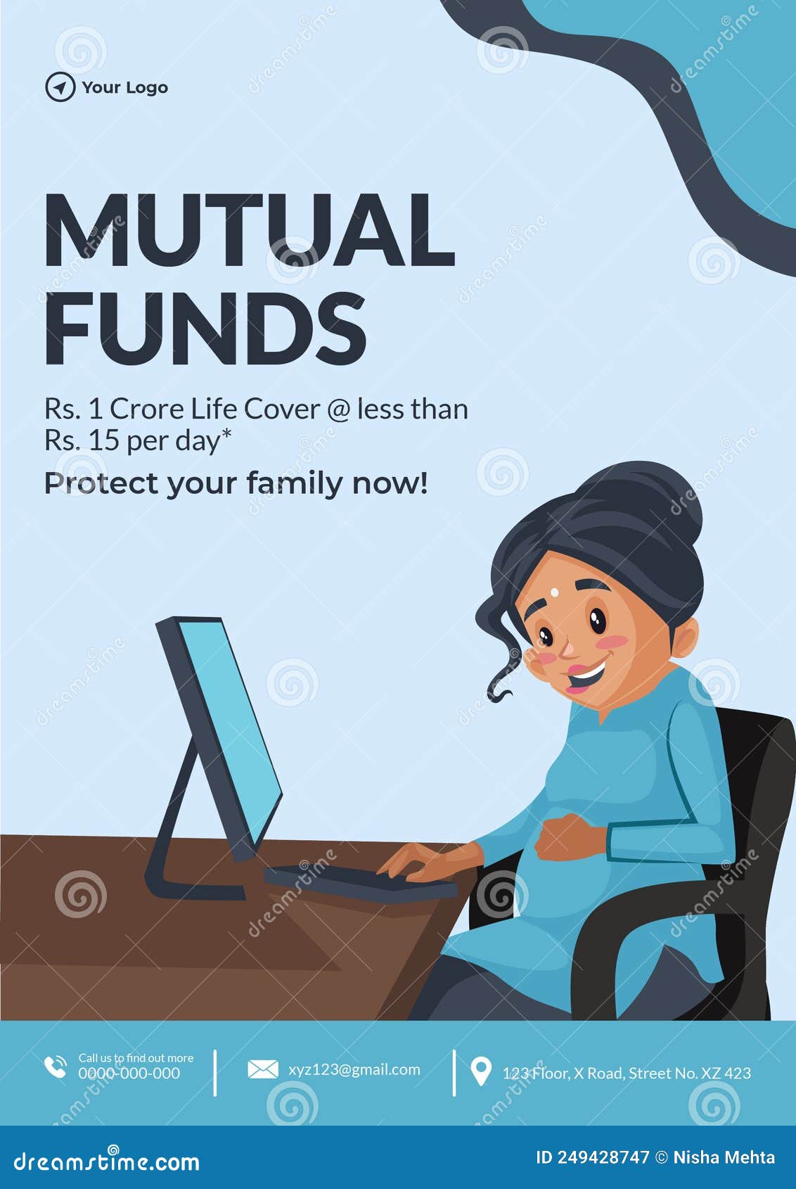 Flyer Design of Mutual Funds Cartoon Style Template Stock Vector ...