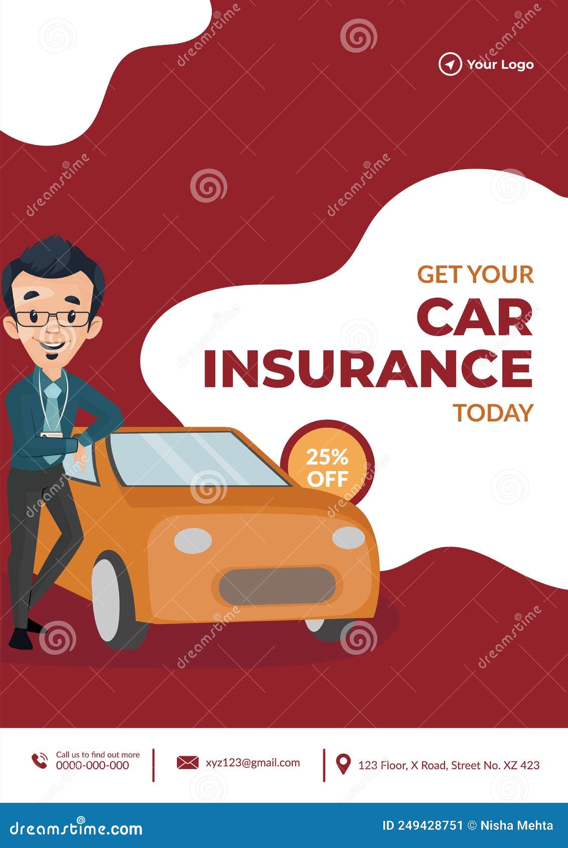 Flyer Design of Get Your Car Insurance Stock Vector - Illustration of ...