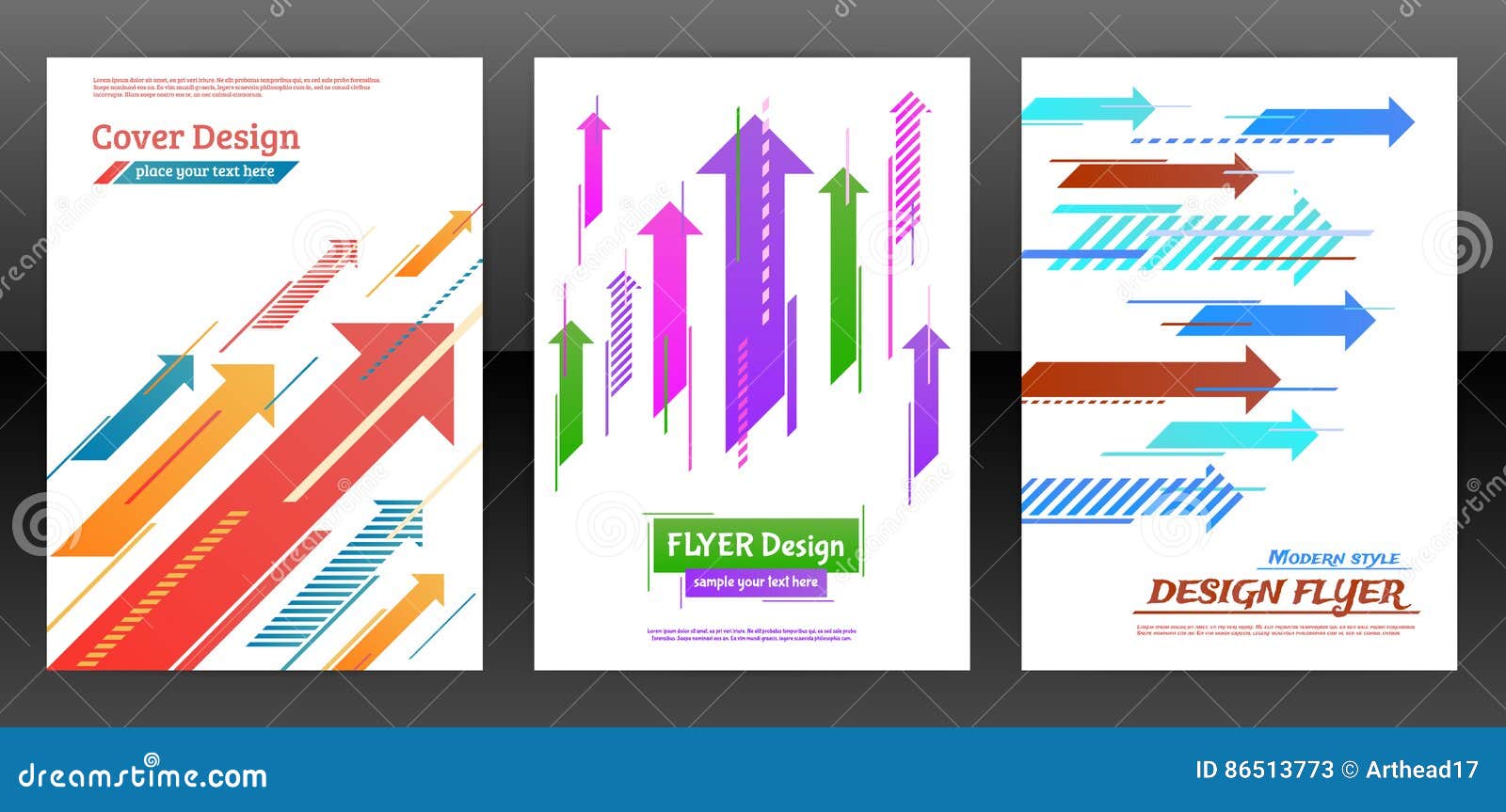 Flyer with Arrows, Stripes Motion and Dynamics. Stock Vector ...