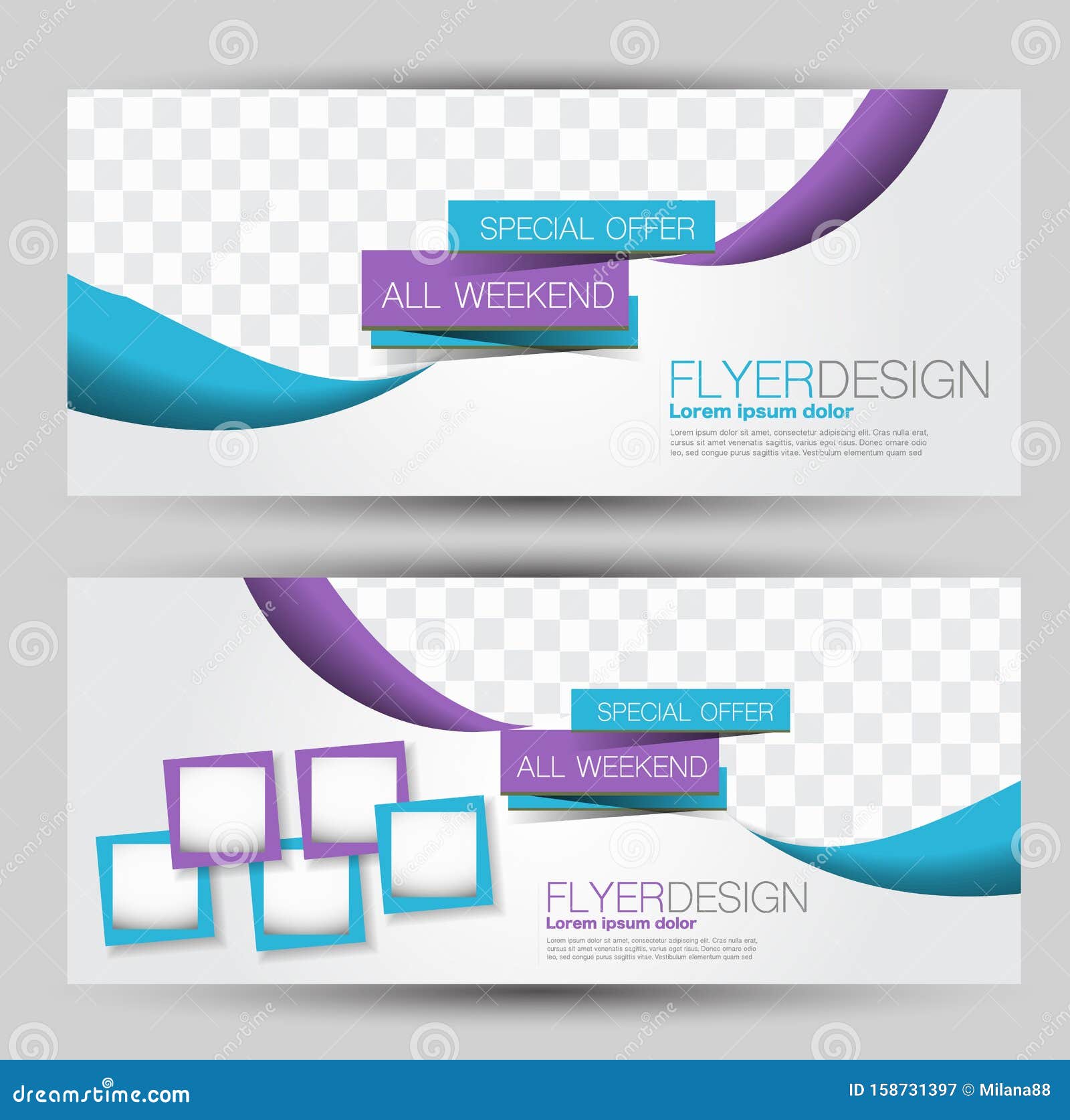 Flyer Banner or Web Header Template Set. Vector Illustration Promotion ...