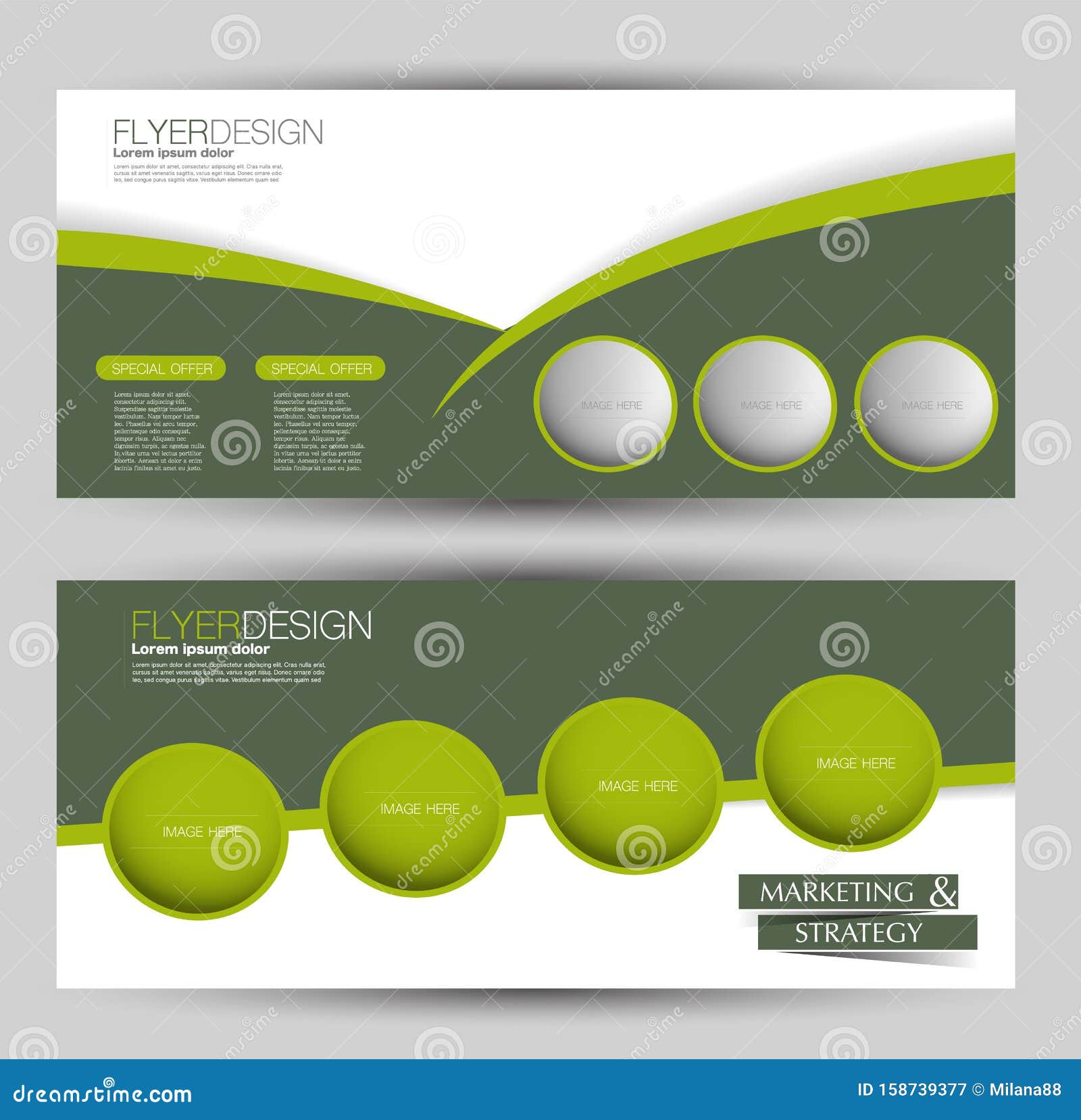 Flyer Banner or Web Header Template Set. Vector Illustration Promotion ...