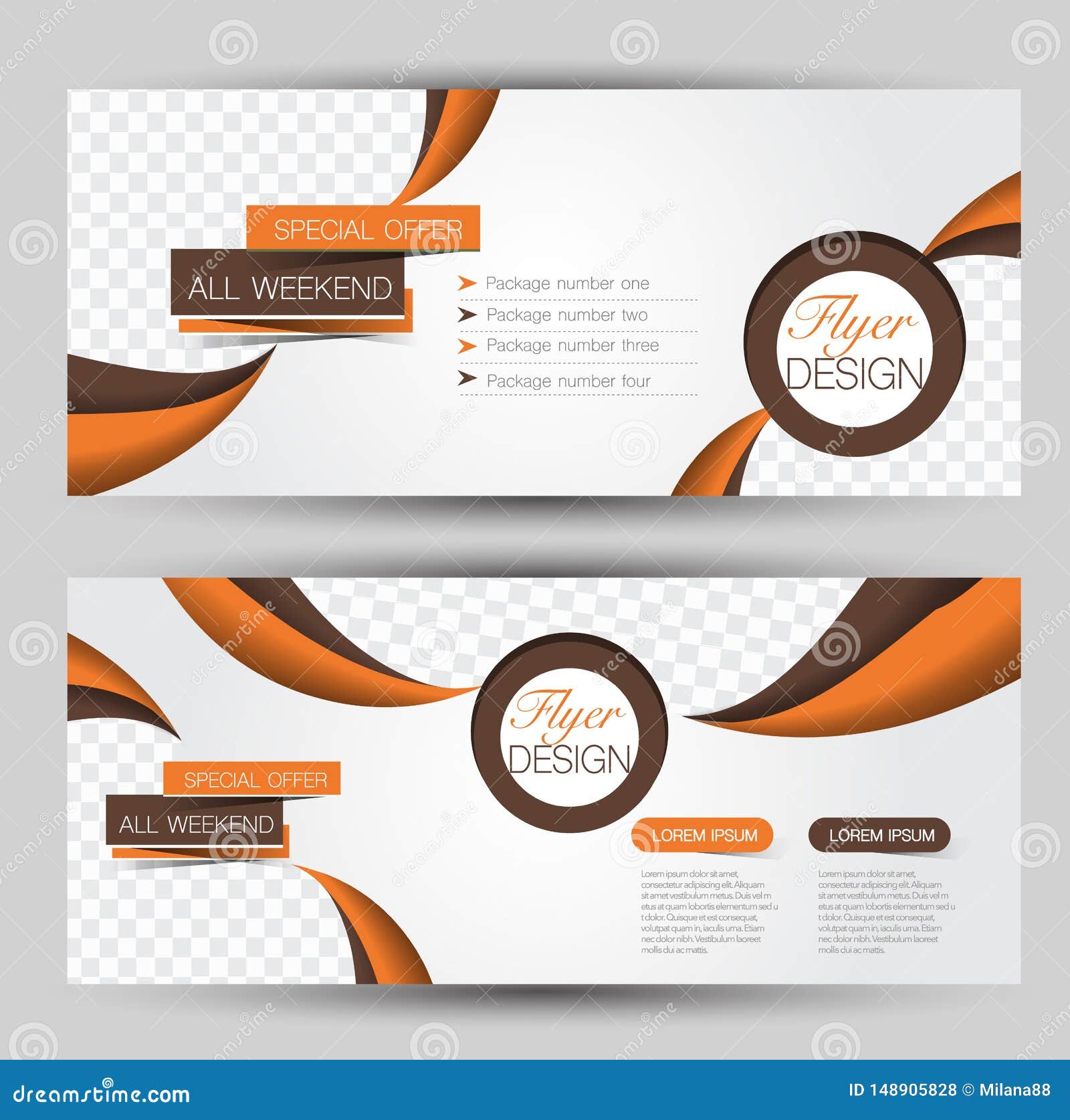 Flyer Banner or Web Header Template Set. Vector Illustration Promotion ...