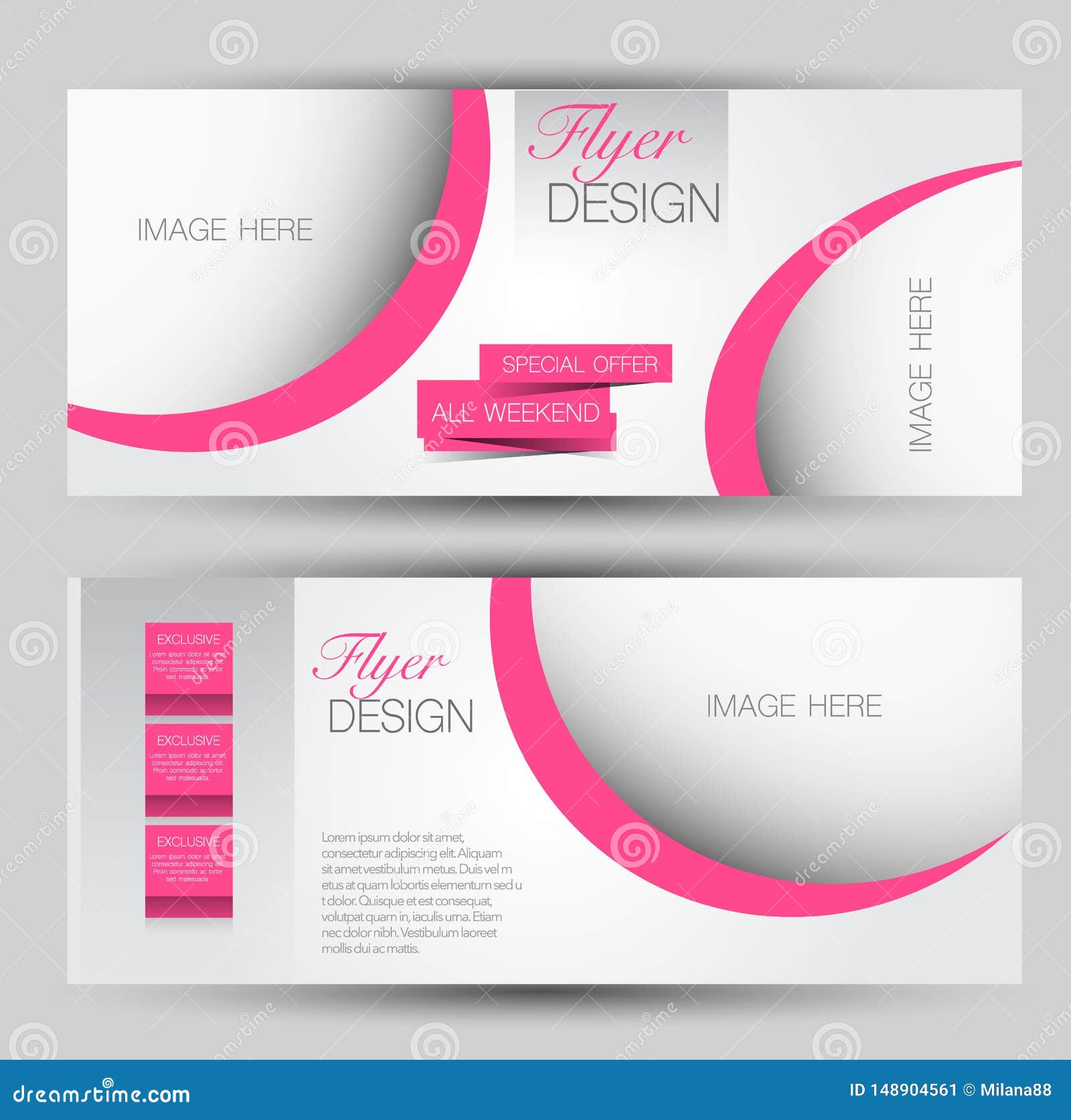 Flyer Banner or Web Header Template Set. Vector Illustration Promotion ...