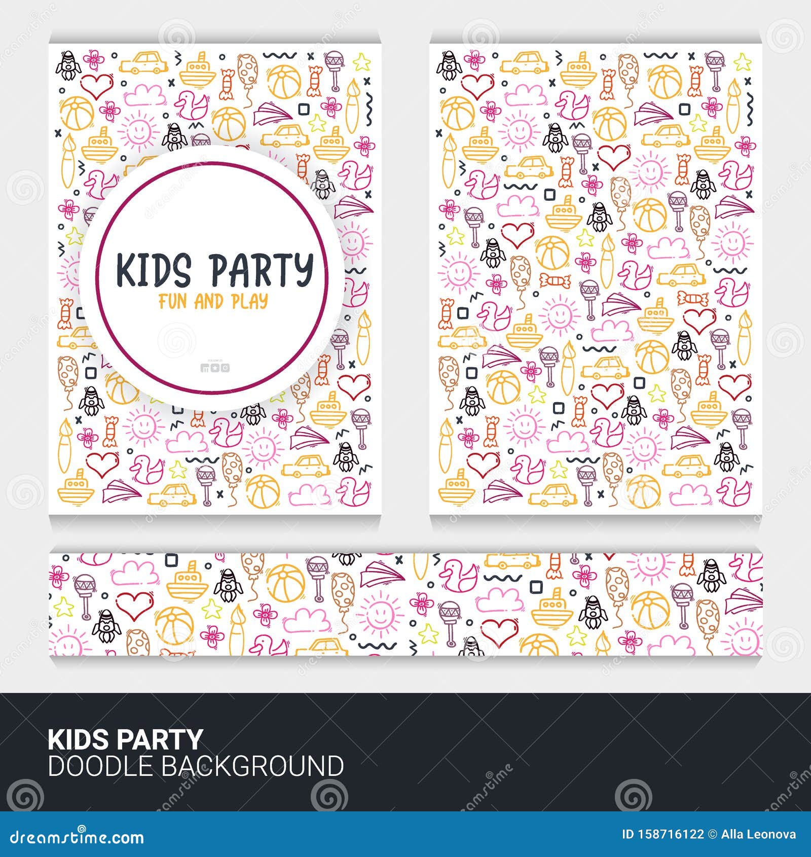 Flyer or Brochure Template with Kids Doodle Background. Stock Vector ...