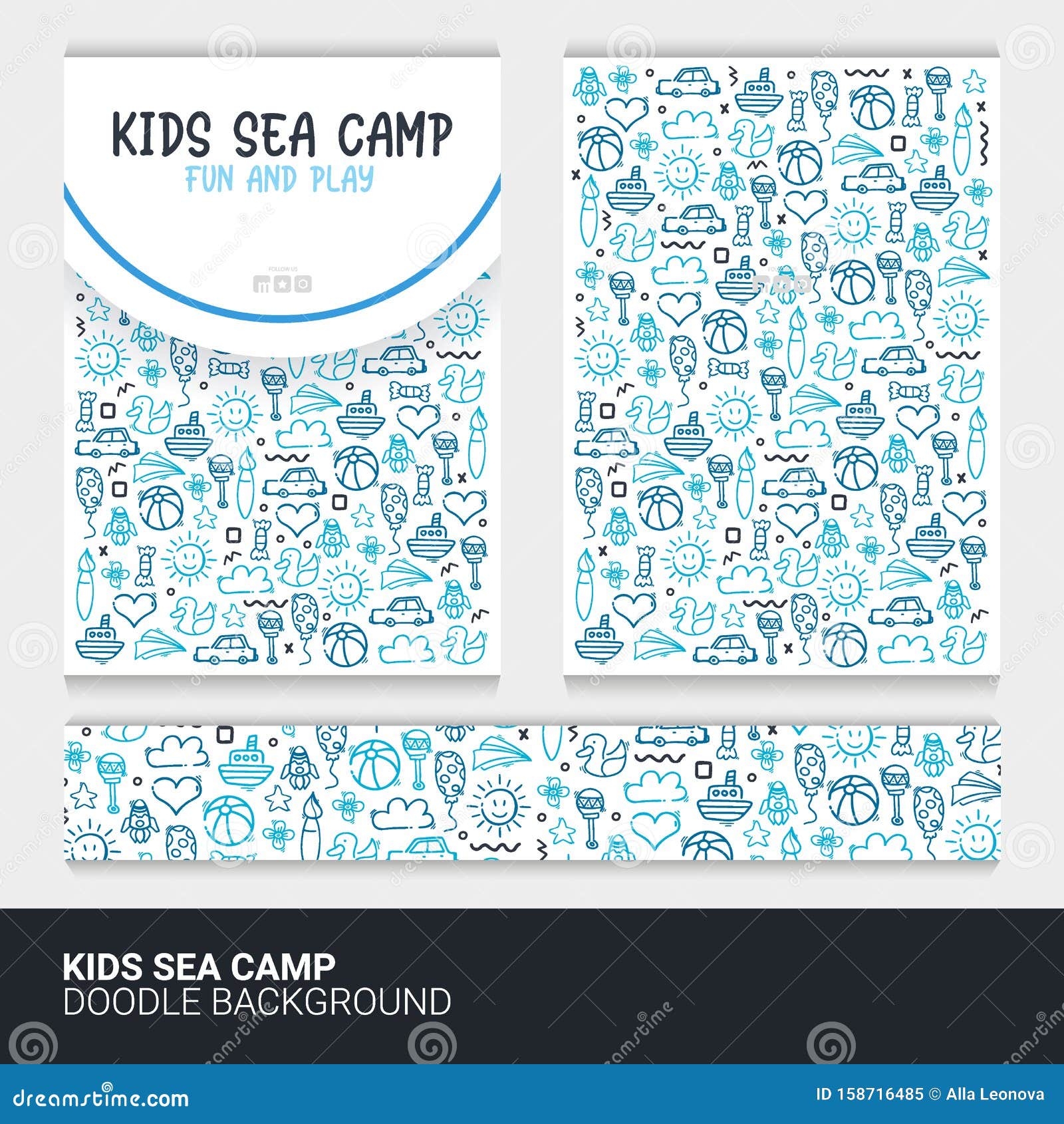 Flyer or Brochure Template with Kids Doodle Background. Stock Vector ...