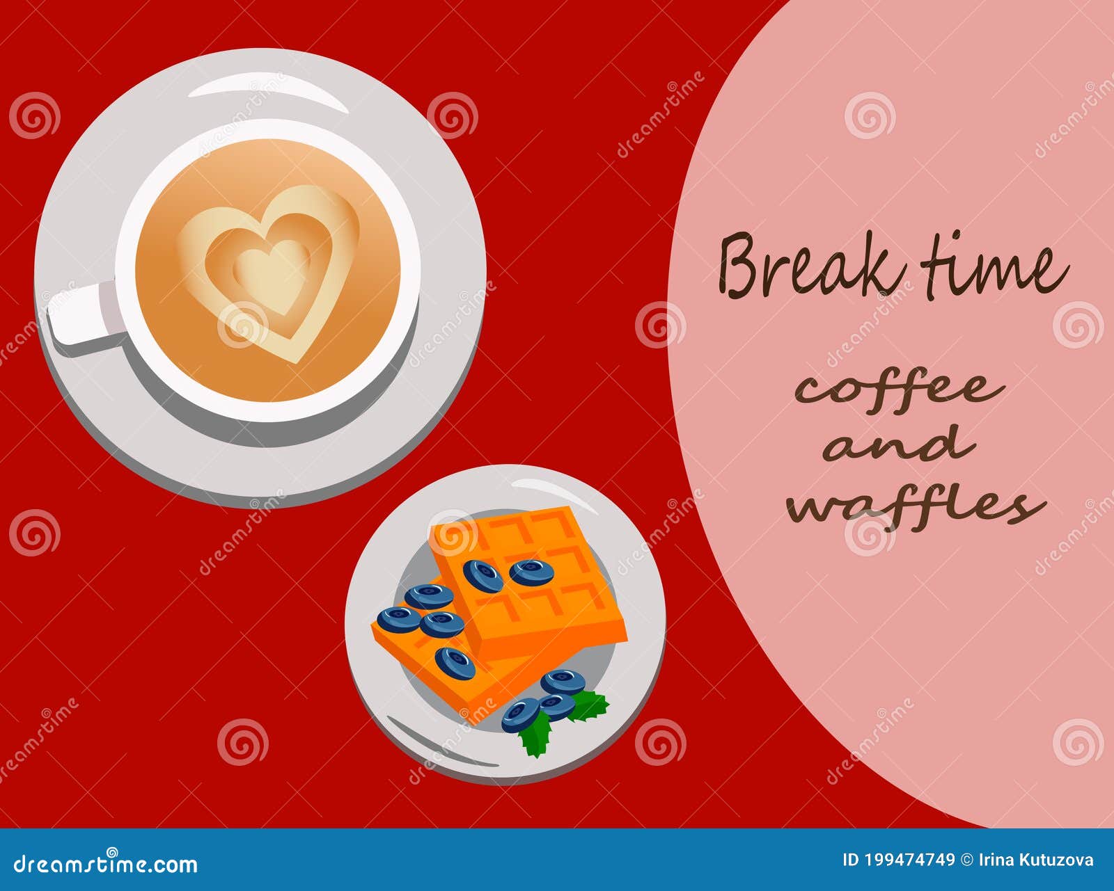 Flyer of Coffee and Waffles - Time for a Break. Stock Vector ...