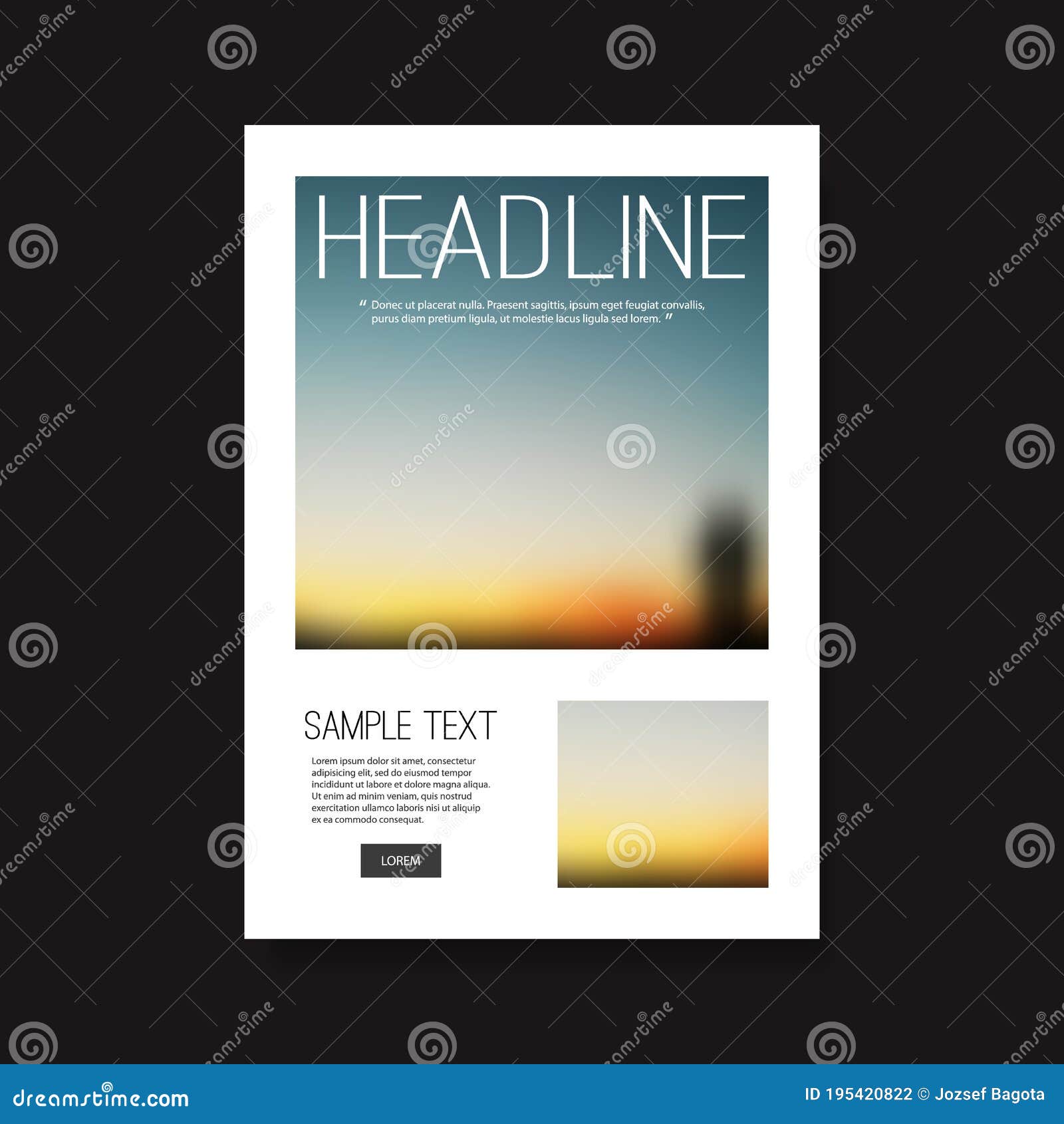 Flyer or Cover Design with Blurry Sunset Background Stock Vector ...