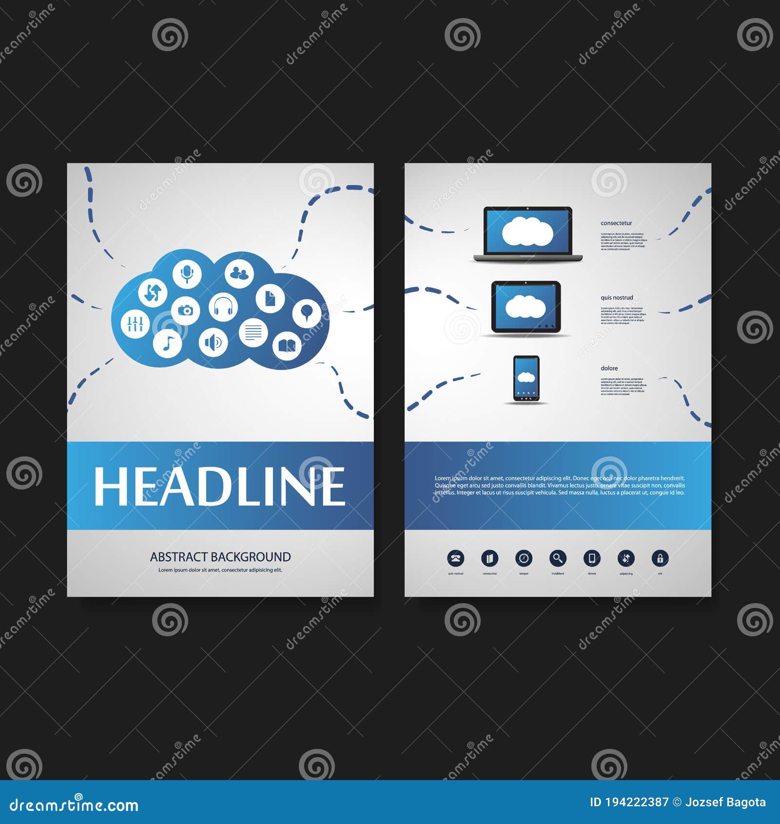 Flyer or Cover Design Template - Business, Networks, Cloud Computing ...