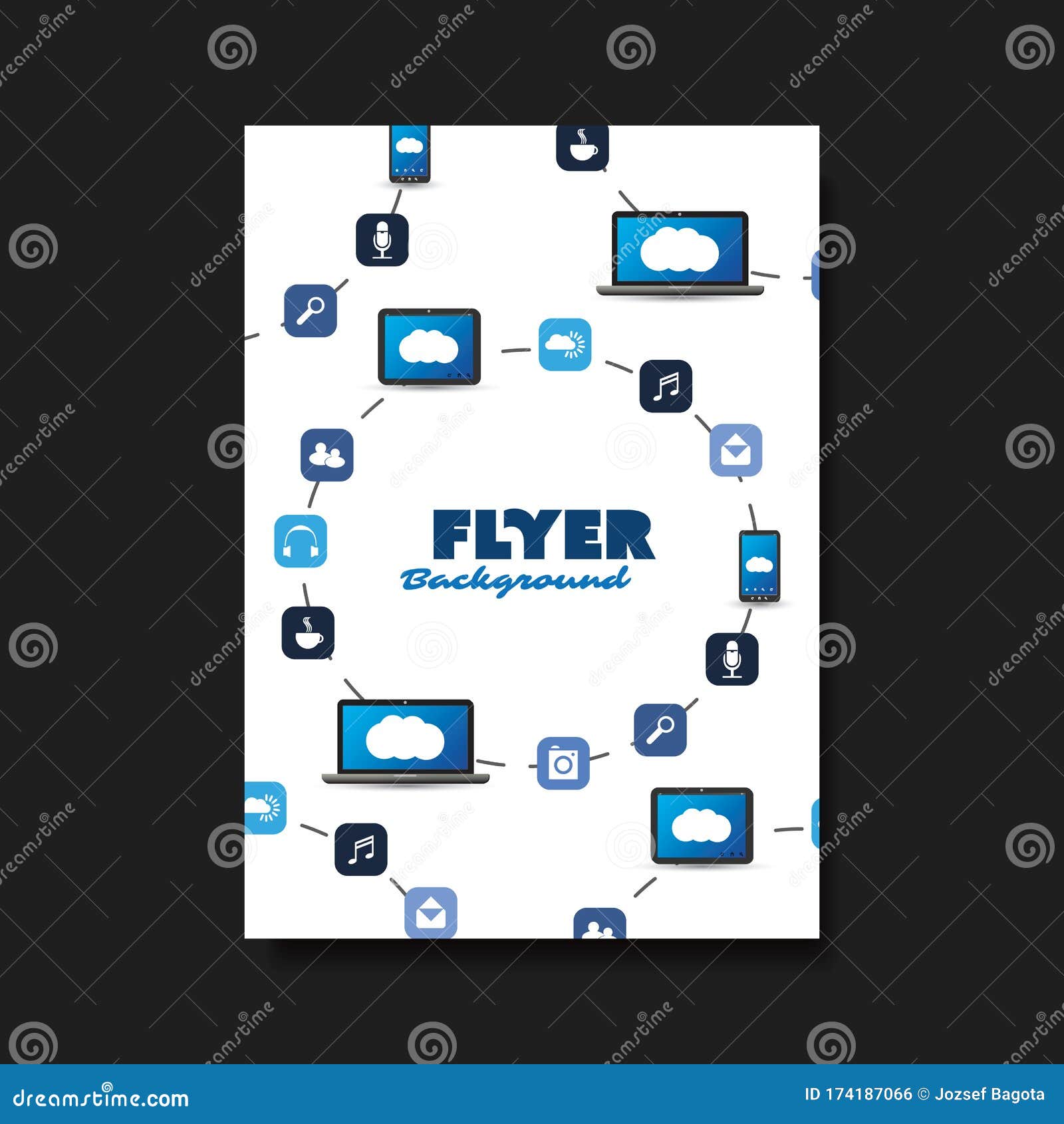 Flyer of Cover Design Template with Cloud Computing, Networks Design ...