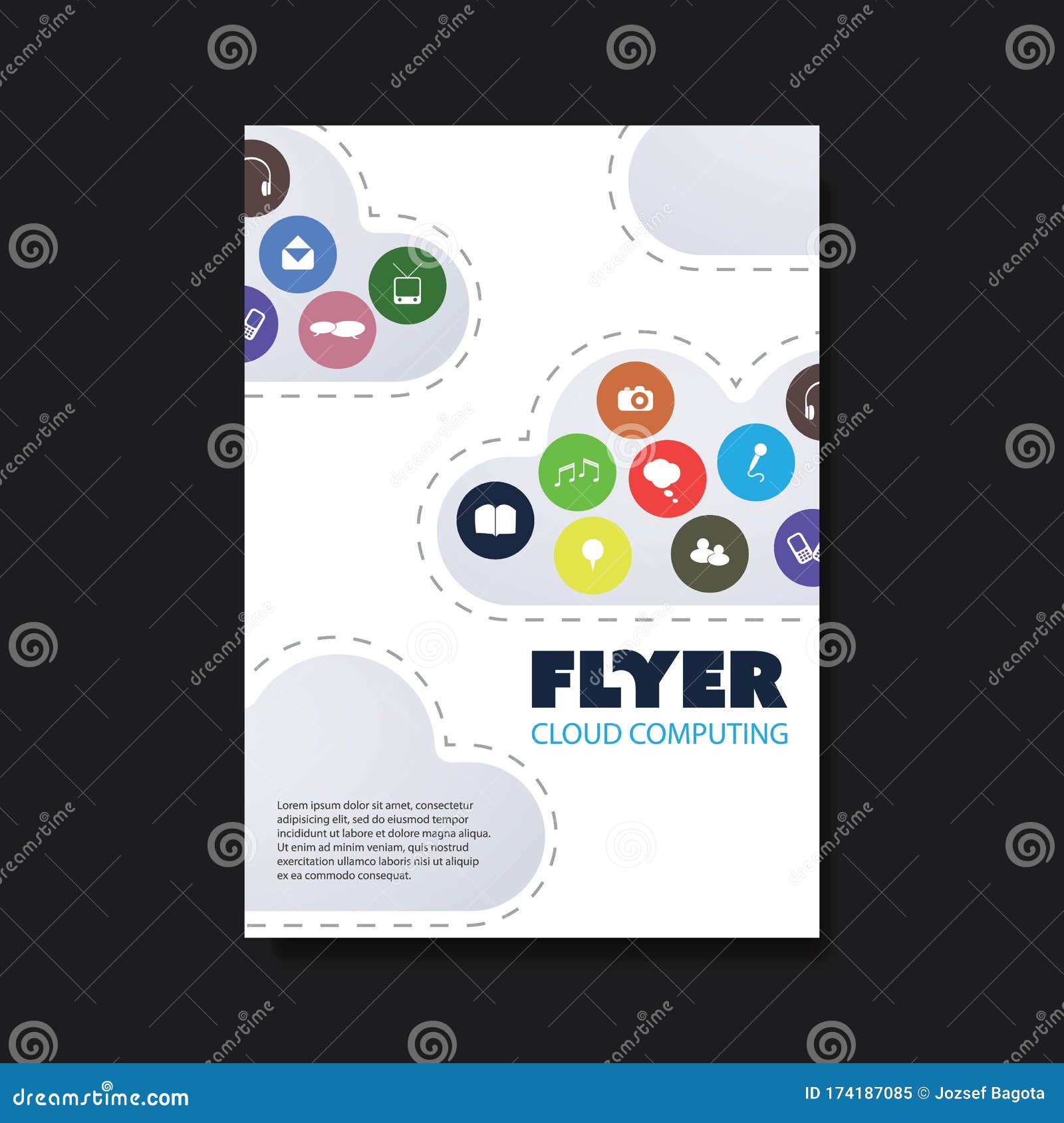 Flyer of Cover Design Template with Cloud Computing, Networks Design ...