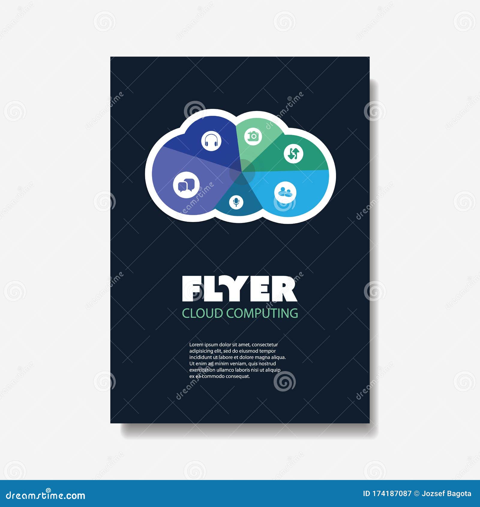 Flyer of Cover Design Template with Cloud Computing, Networks Design Background Stock Vector ...