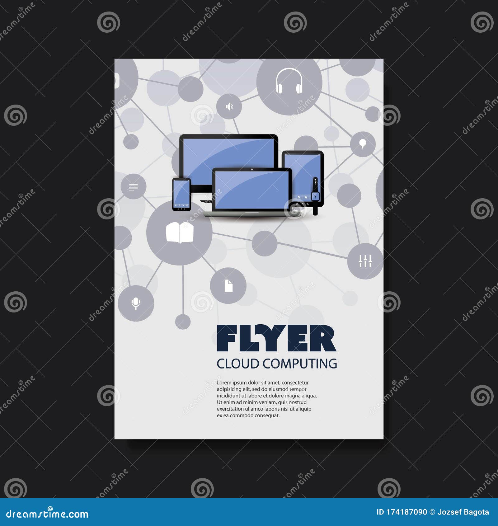 Flyer of Cover Design Template with Cloud Computing, Networks Design ...