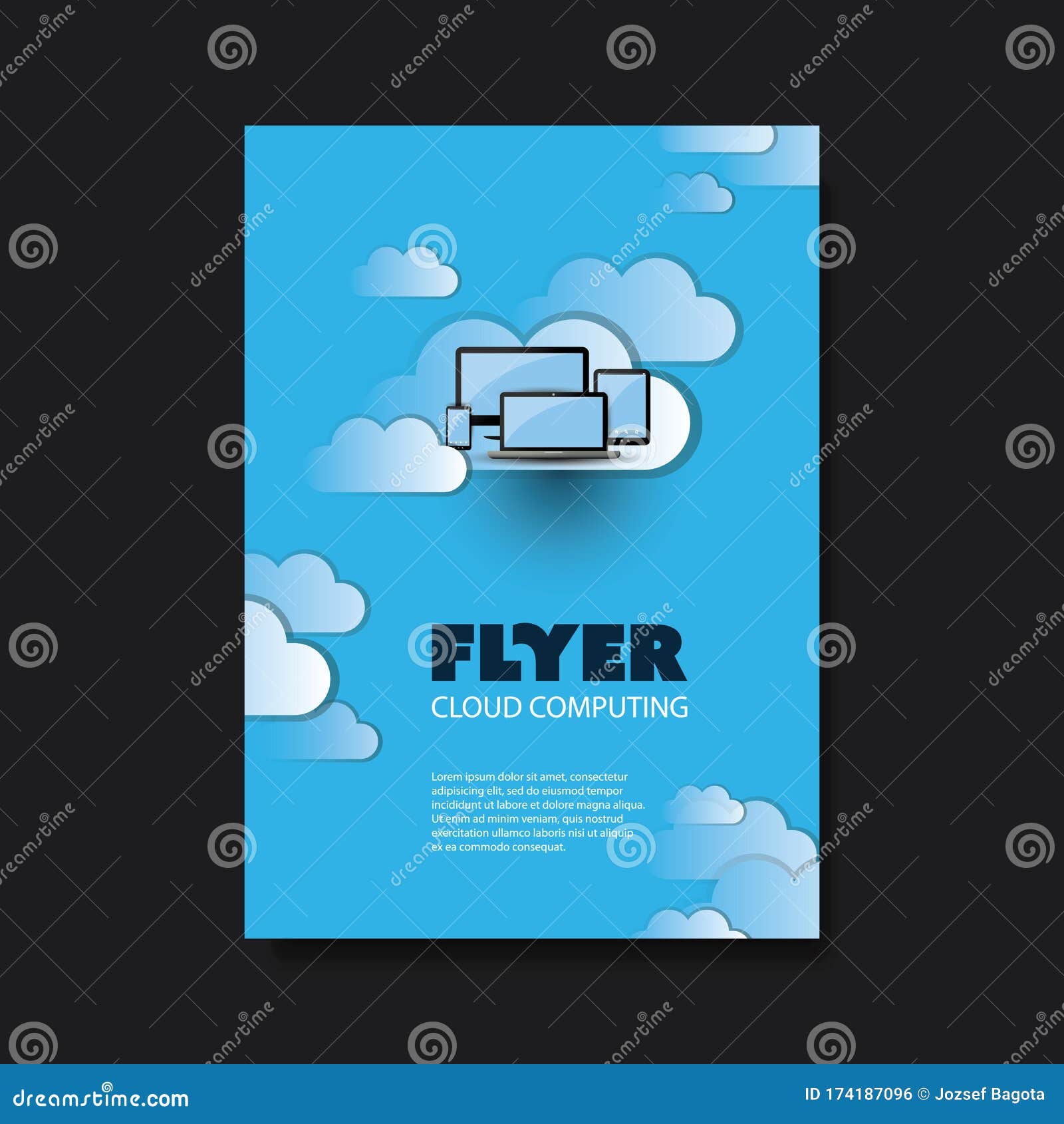 Flyer of Cover Design Template with Cloud Computing, Networks Design Background Stock Vector ...