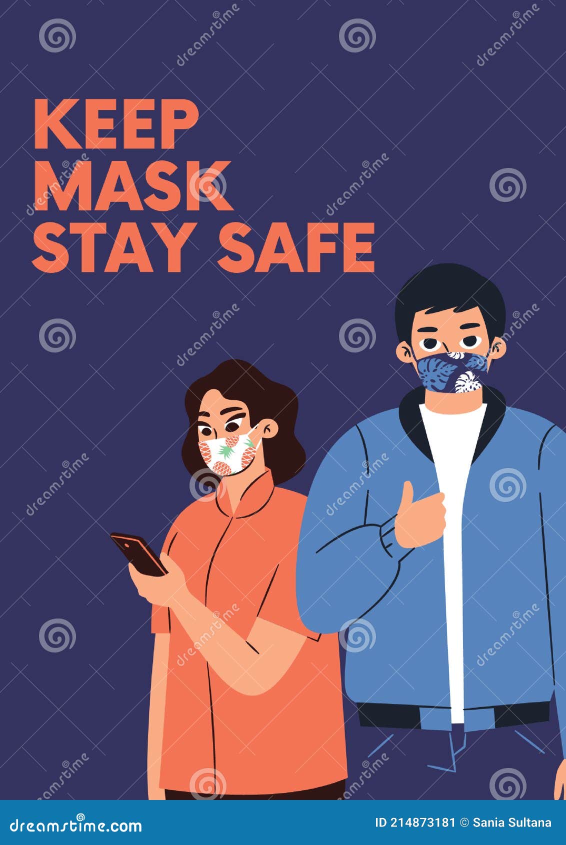 Flyer for COVID-19 Safety Information. Keep Mask, Stay Safe! Stock ...