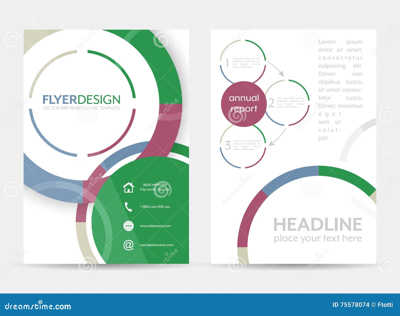 Flyer Design with Circular Pattern. Corporate Banner or Brochure in A4 ...