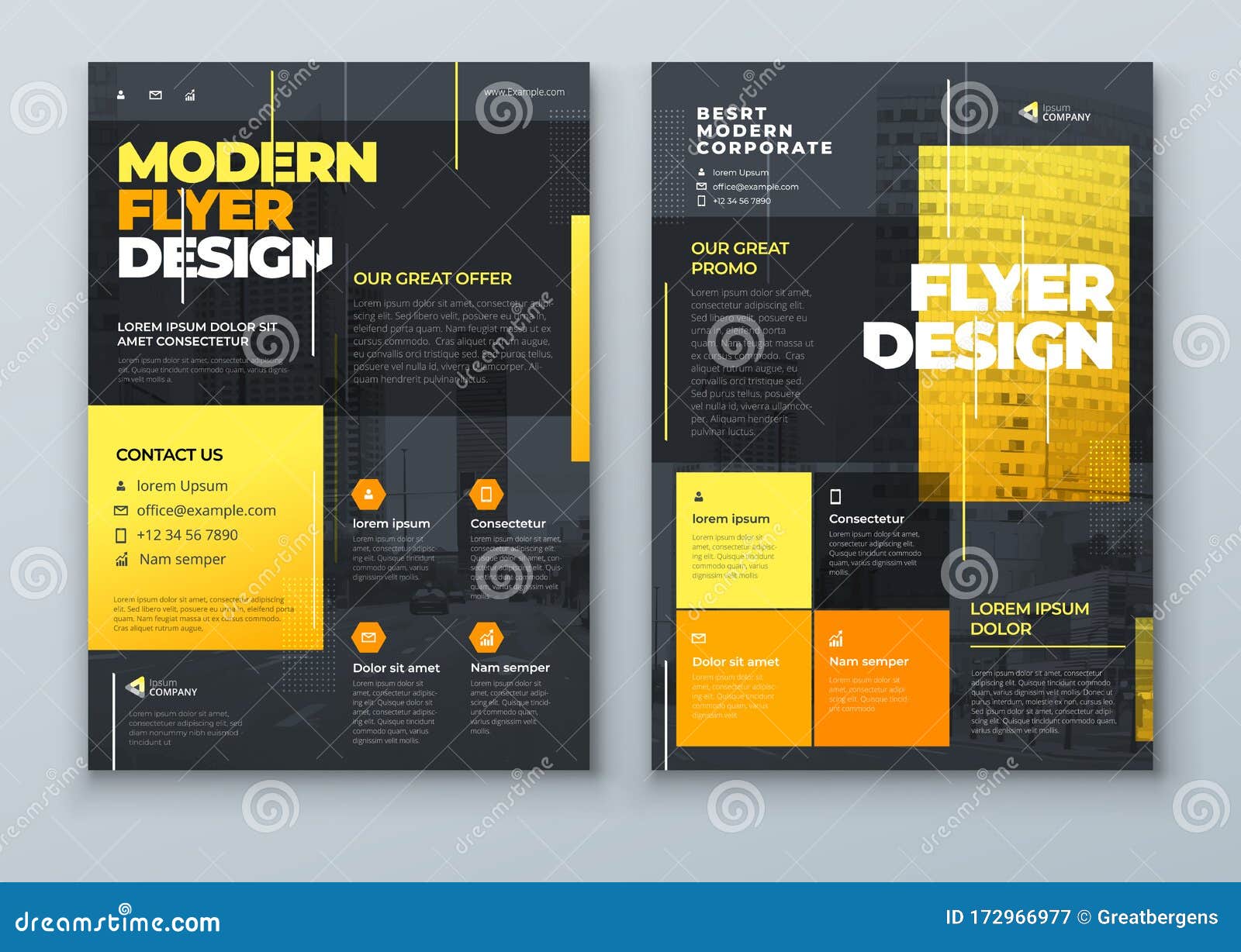 Flyer Design. Dark Yellow Modern Flyer Background Design. Template ...