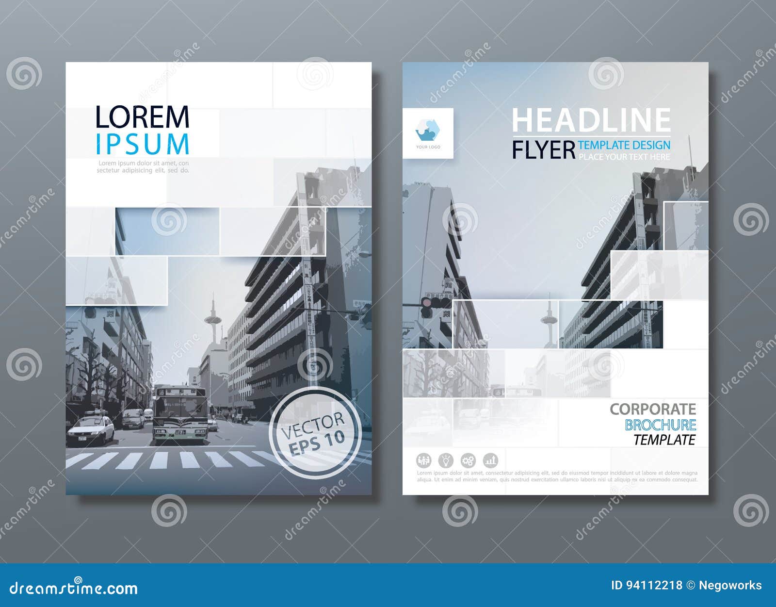Vector Leaflet Brochure Flyer Template A4 Size Design, Annual Report ...