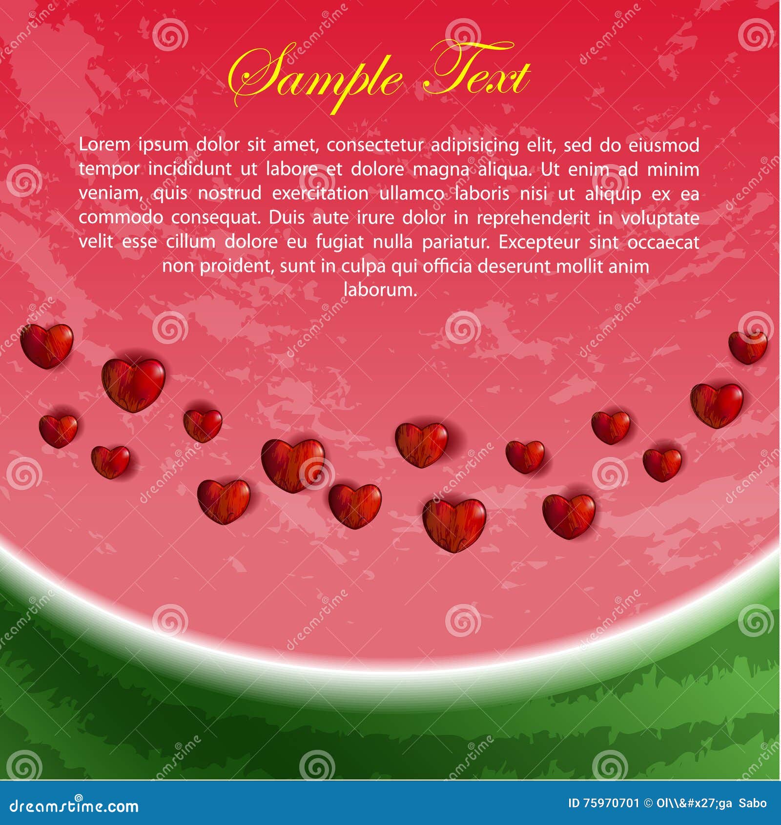 Flyer with Heart-Shaped Watermelon Seeds. Stock Vector - Illustration ...
