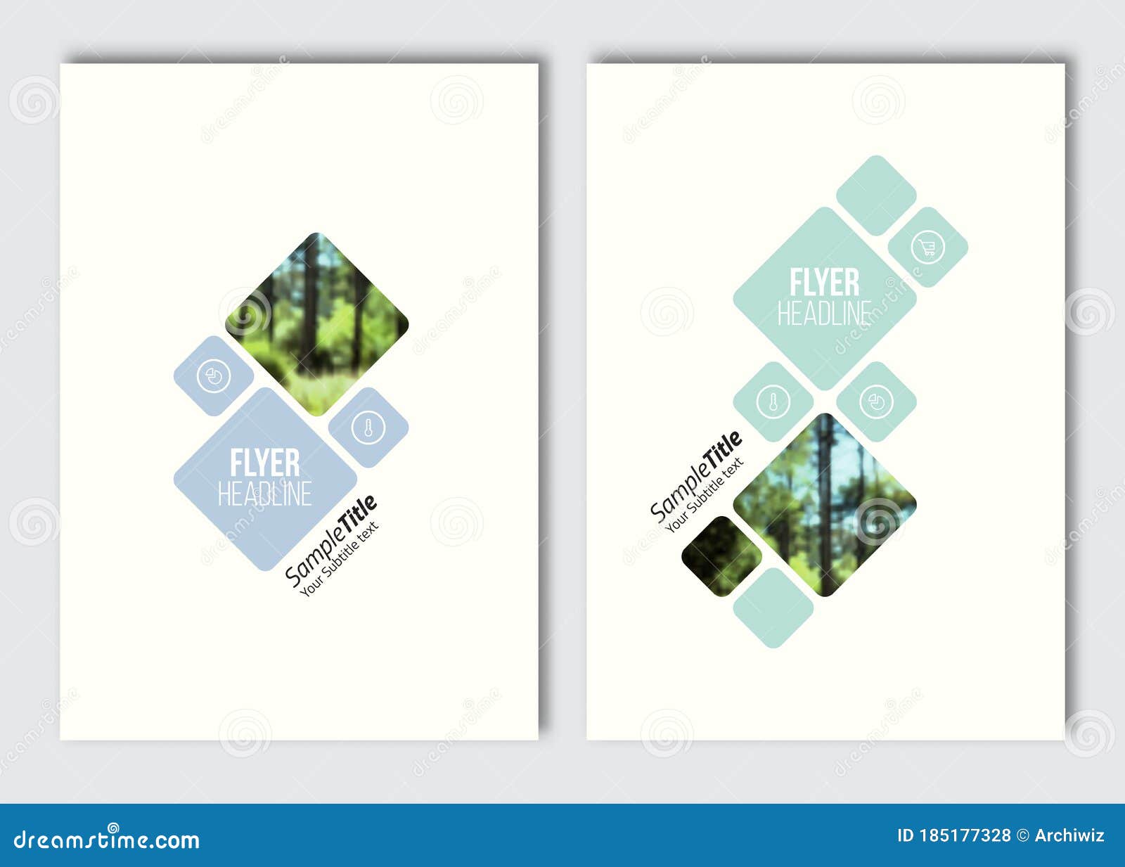 Flyer Layout Template. Vector Brochure Background with Rounded Squares ...